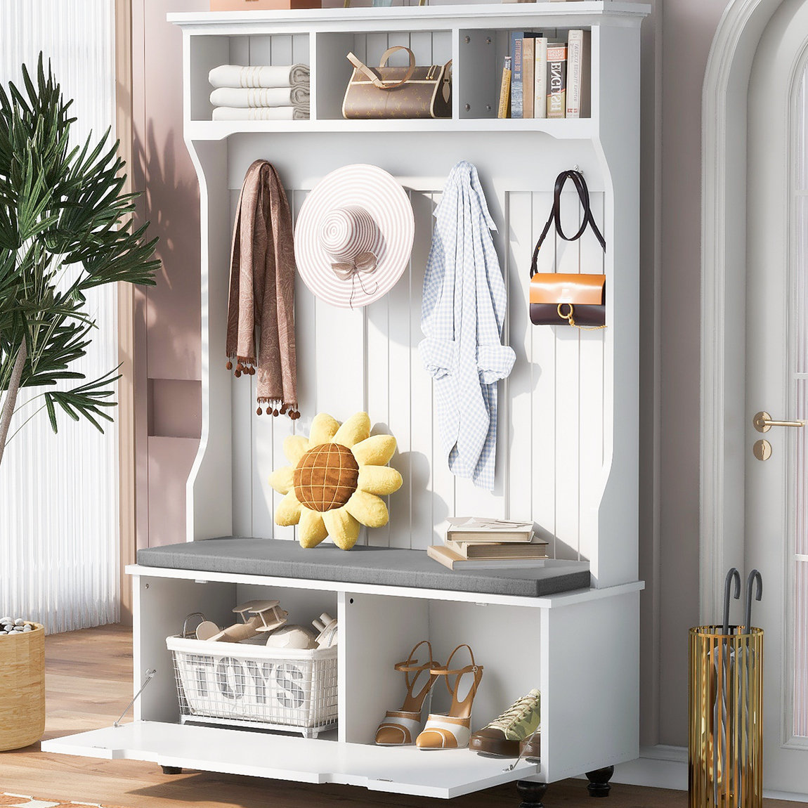 Wildon Home® Entryway Coat And Shoe Storage, Hall Tree With Bench And ...