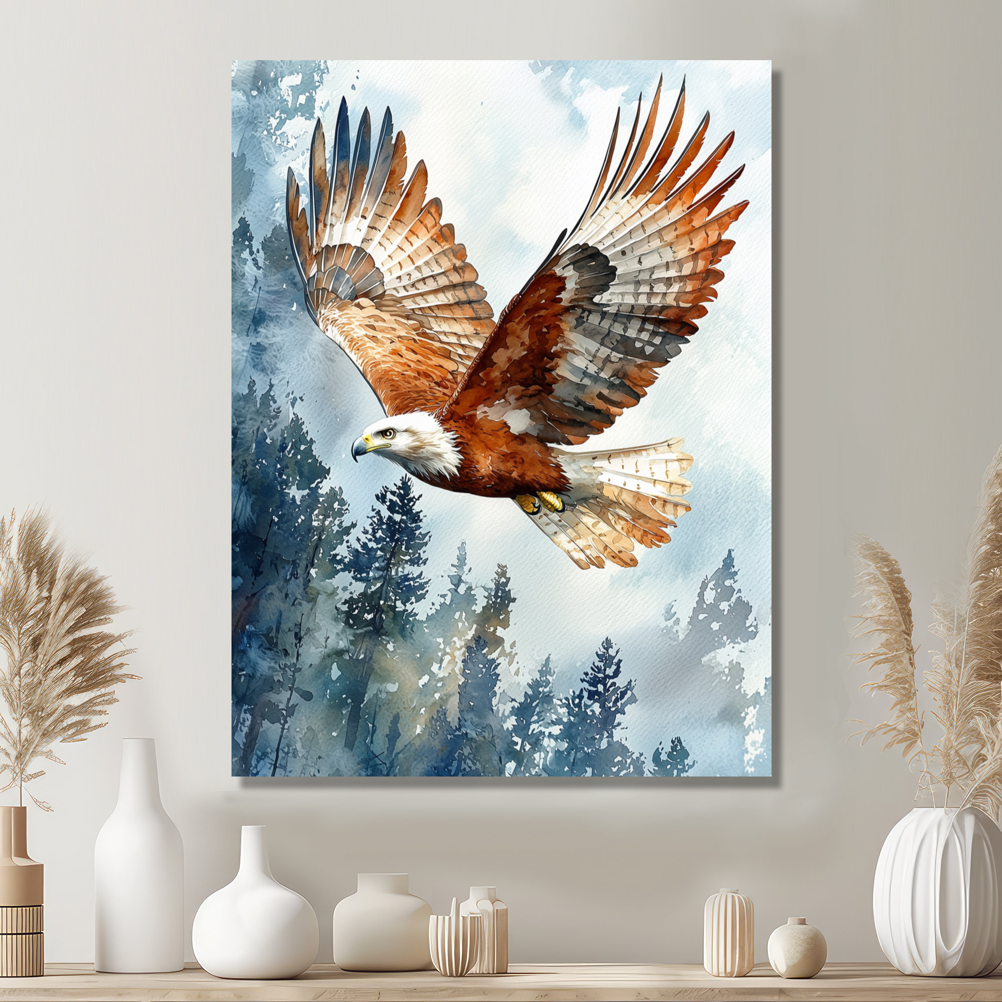 Latitude Run® Brown Eagle In Flight II - Modern Metal Art Print, Bird ...