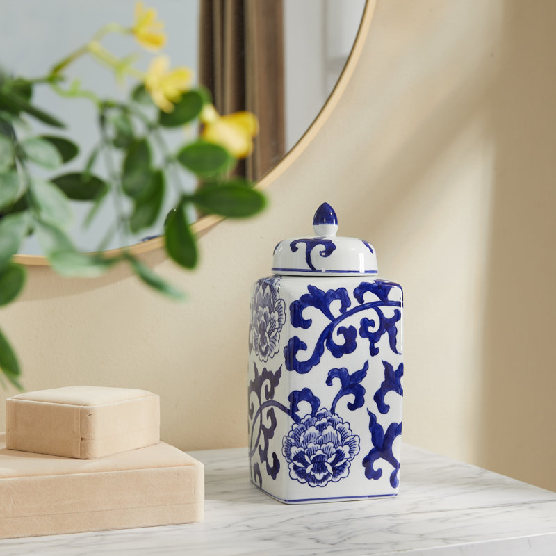 Charlton Home® Dareese 9.44" Handmade Blue White Chinoiserie Ceramic ...