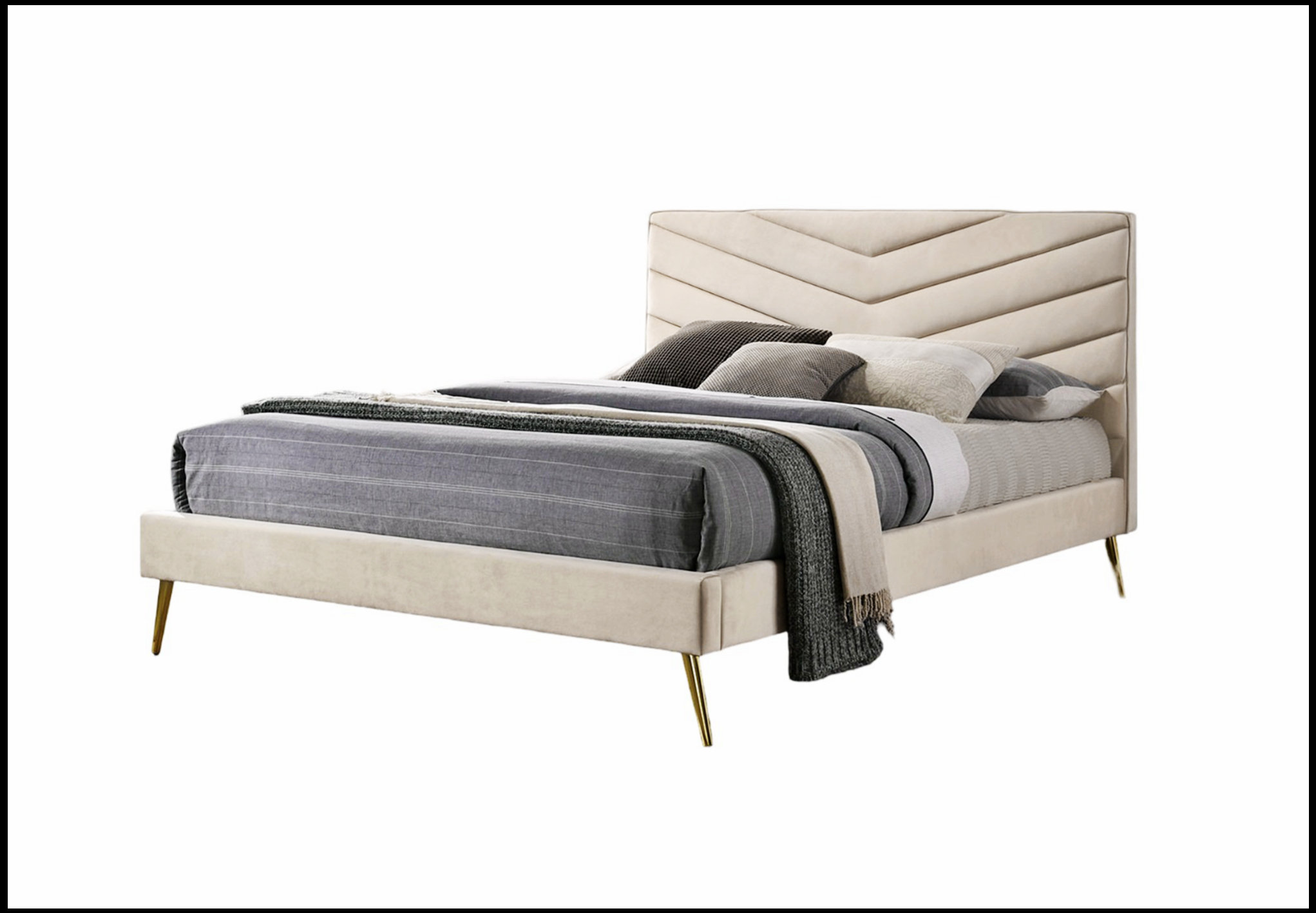Corrigan Studio® Mid-century Chevron Tufted Design Eastern Bed with ...