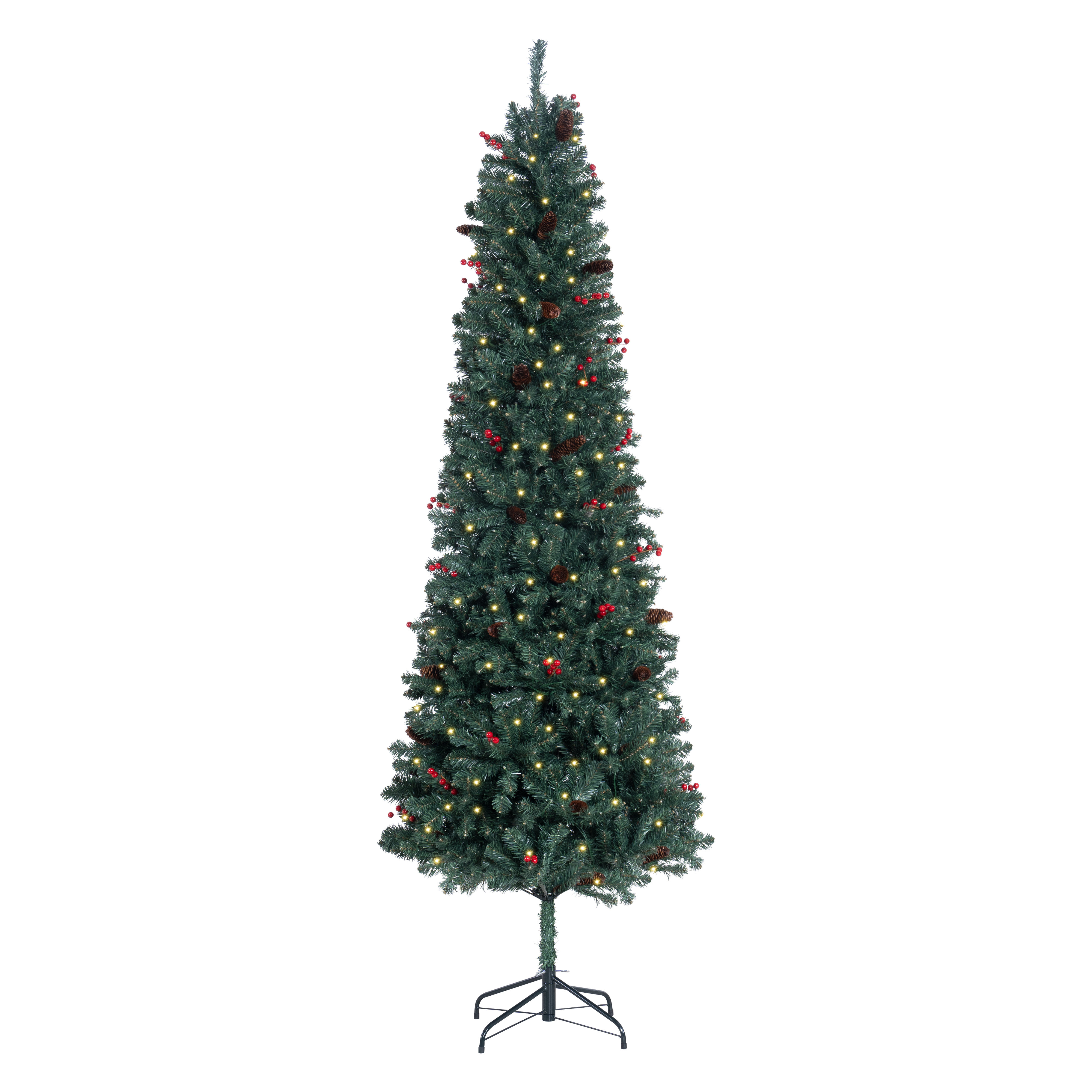 The Holiday Aisle® Traditional Pencil Christmas Tree with Lights, Slim ...
