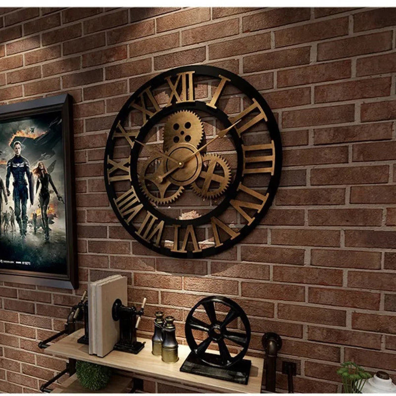 Trent Austin Design® Vintage Industrial Gear Wall Clock Bamboo Wood ...
