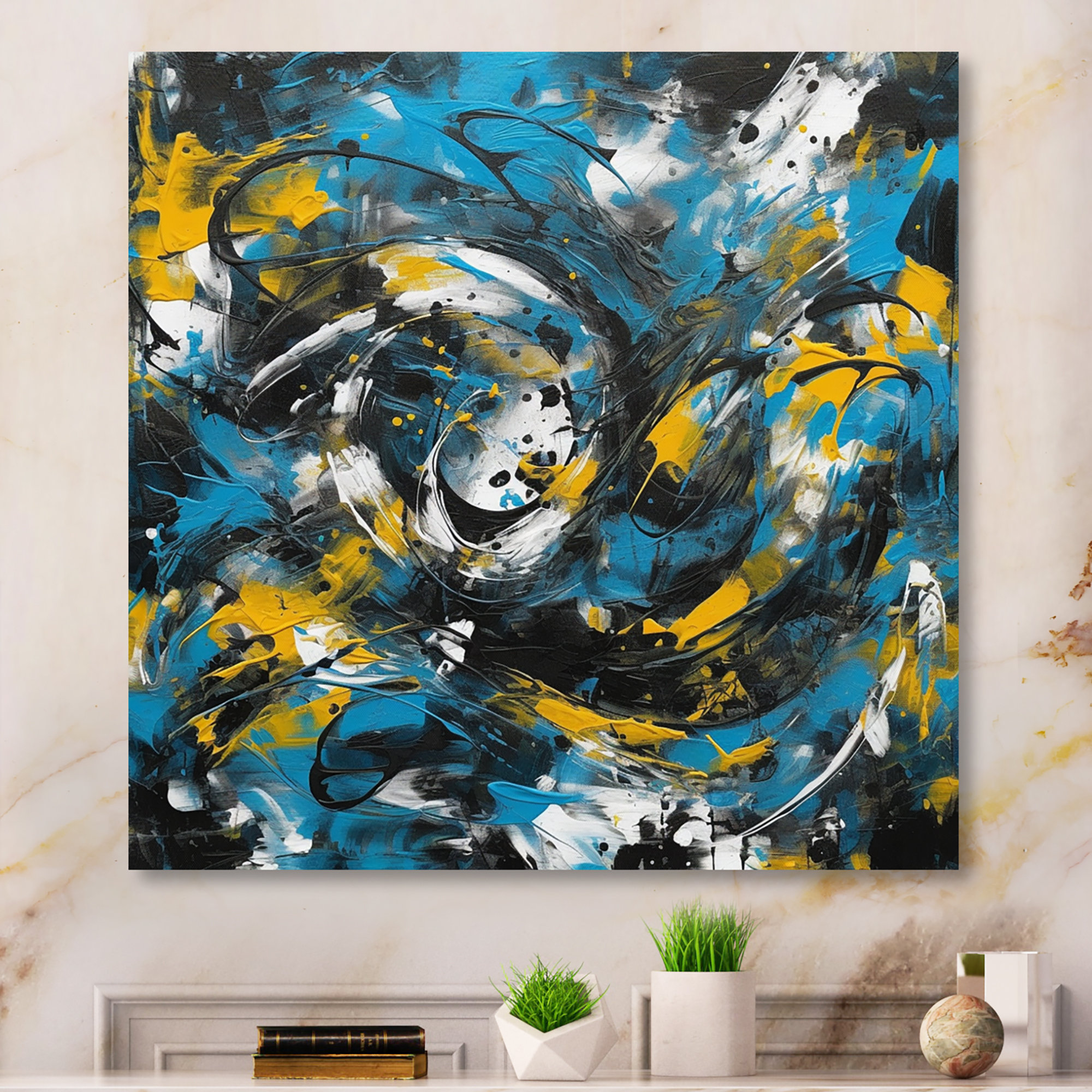 Wade Logan® Bellaluna Blue And Yellow Abstracted Realms III Framed On ...