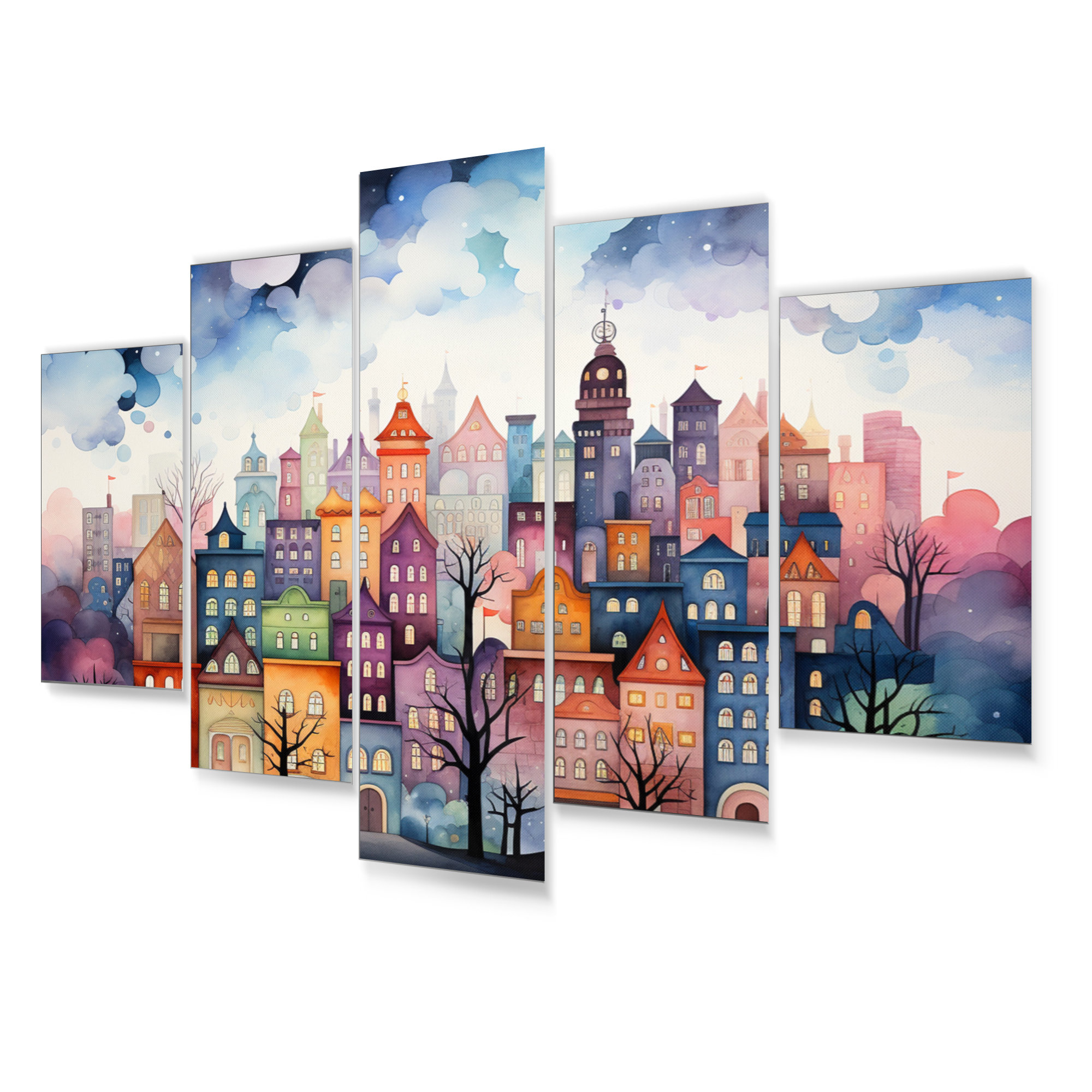Design Art Bold Cityscape Urban Fog II - Cityscapes Metal Wall Decor ...