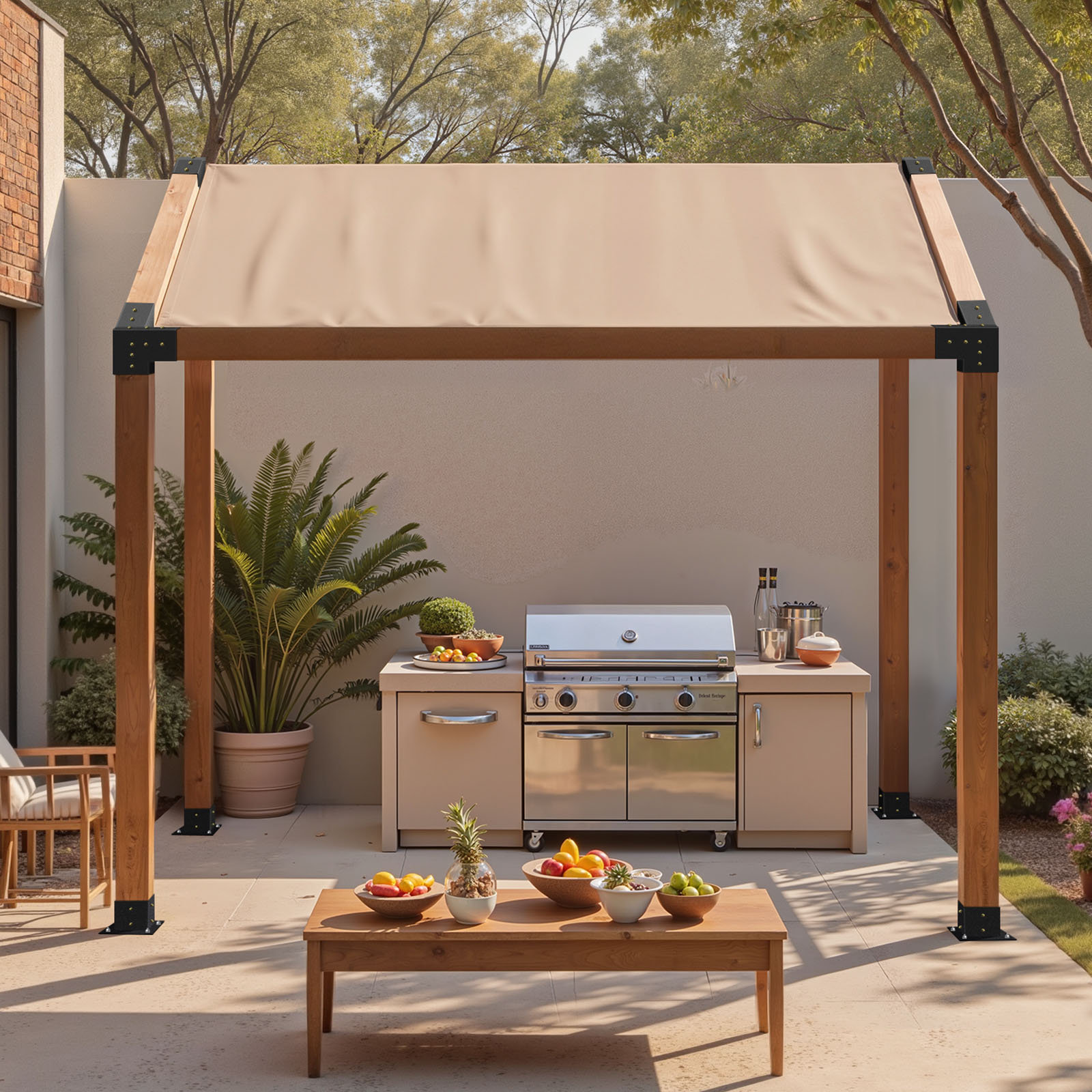 VEVOR Pergola Bracket Kit Inner 3.5x3.5 3-Way Slanted Brackets with ...