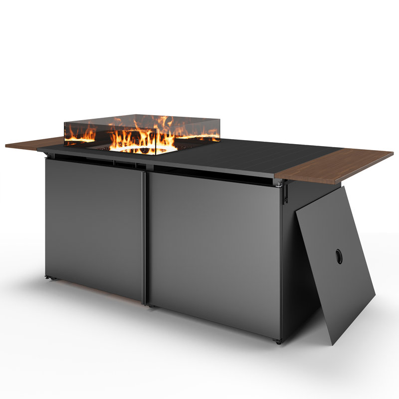 Ebern Designs Zaccai 64" Patio Rectangle Expandable Propane Fire Pit ...