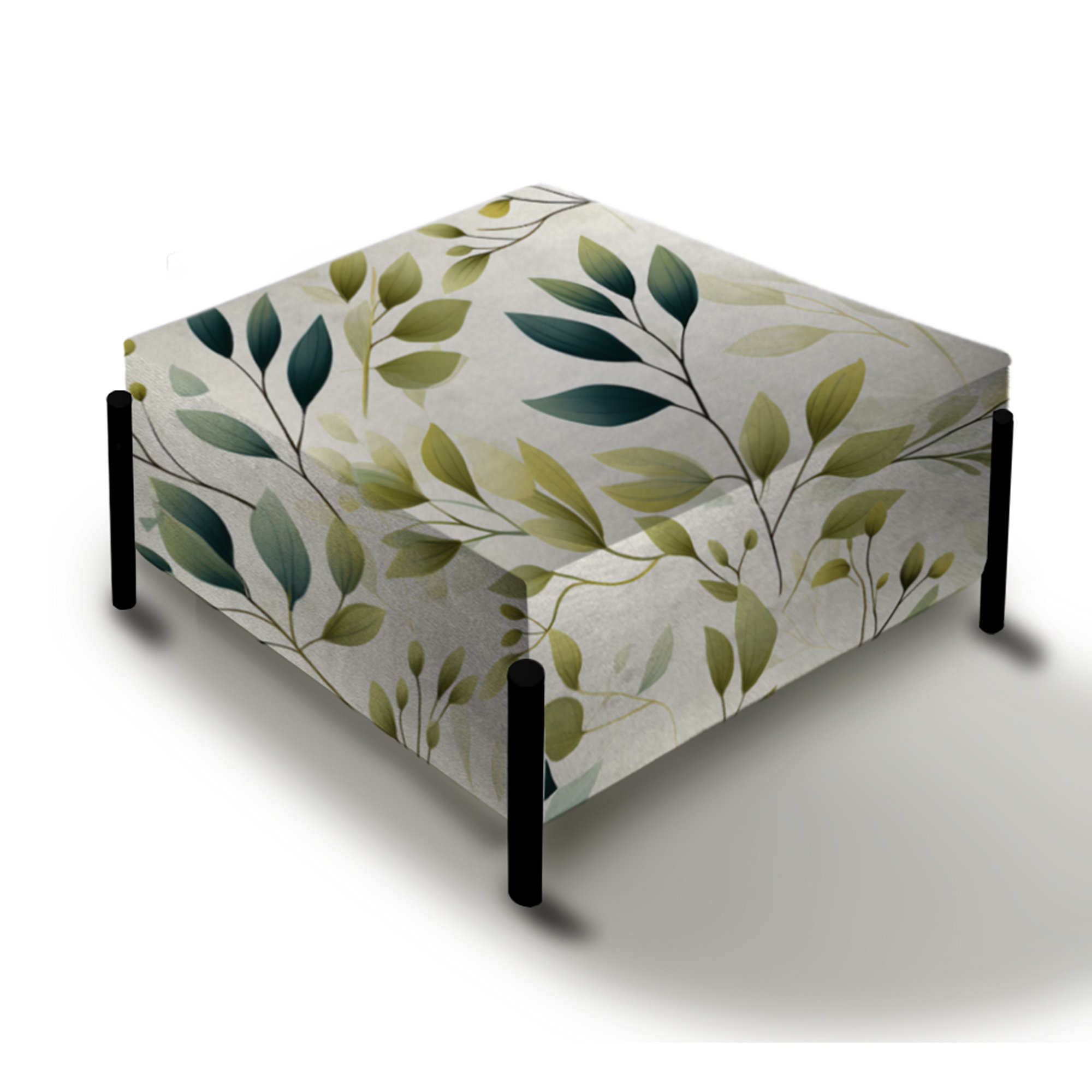Design Art Minimalist Botanicals II - Botanical Large Square Ottoman ...