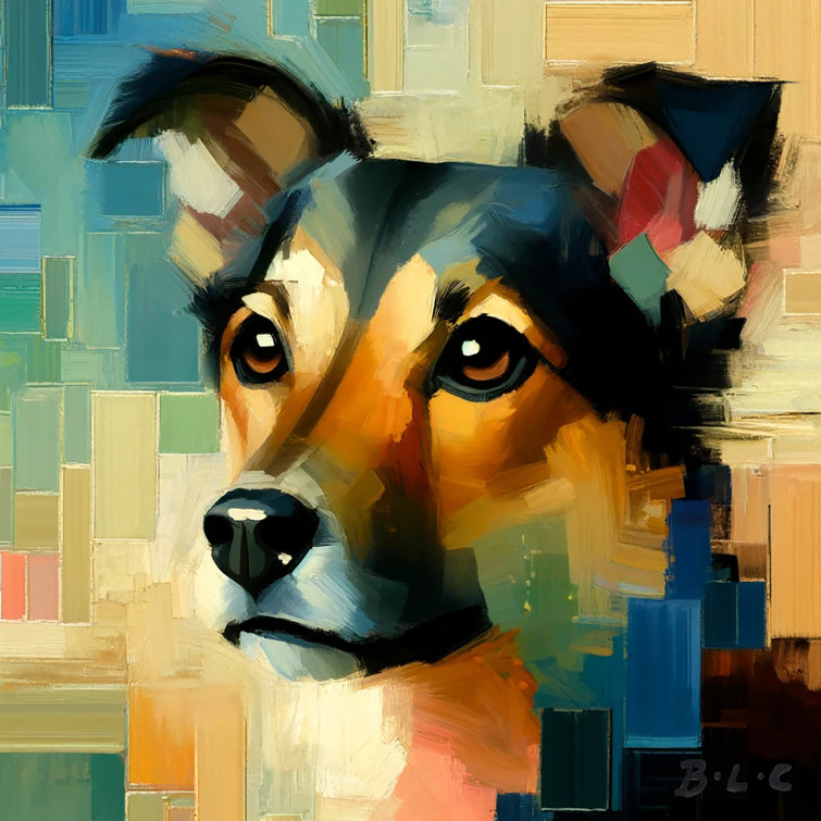 Winston Porter " Cubist Canine - Contemporary Dog Portrait " on Canvas ...