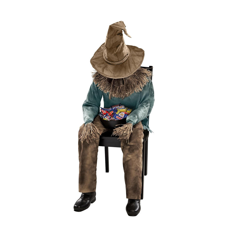 The Holiday Aisle® Scary Sitting Scarecrow Animatronic,Decorations ...