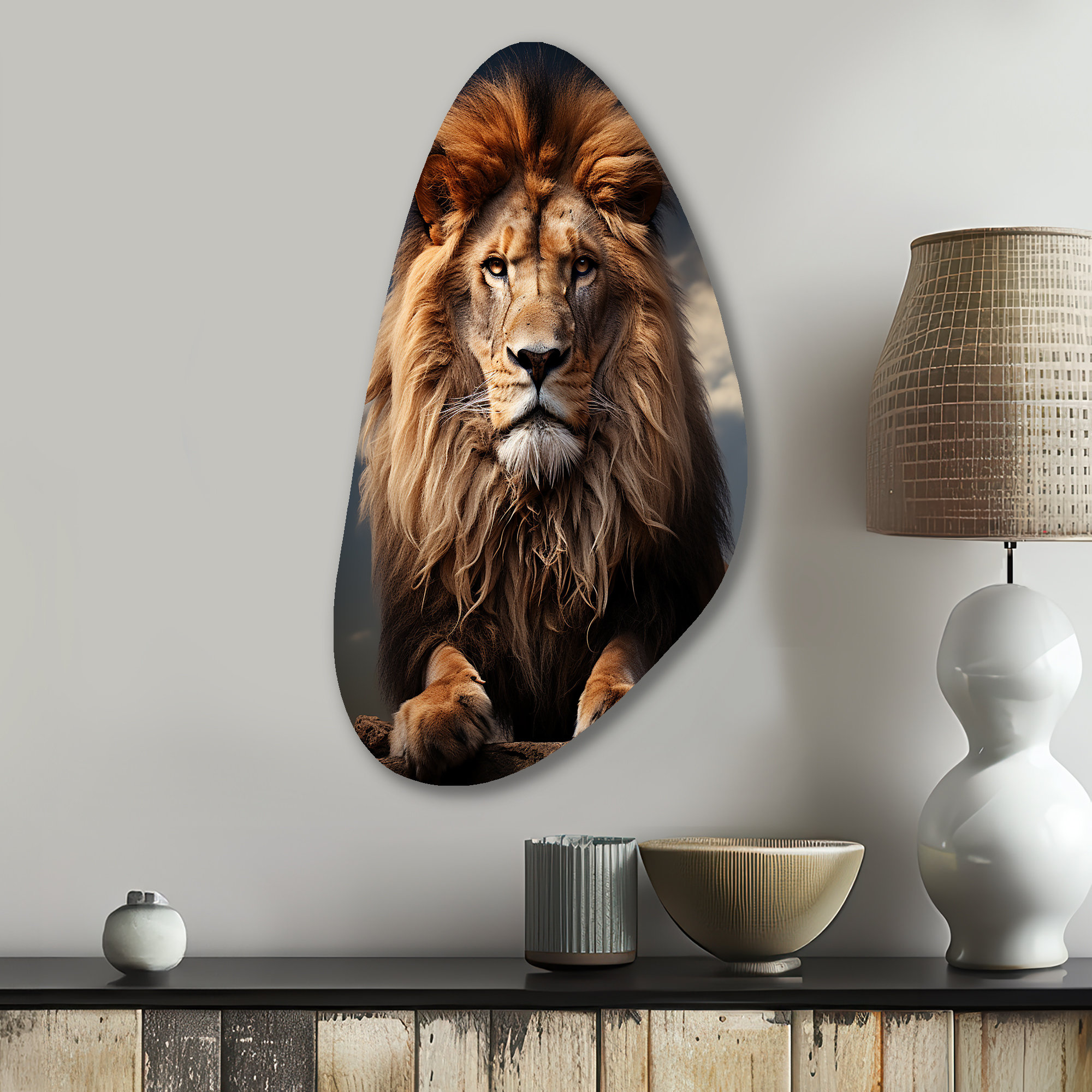 Latitude Run® Lion Regal King - Lion Fall Shape Metal Wall Sculpture ...
