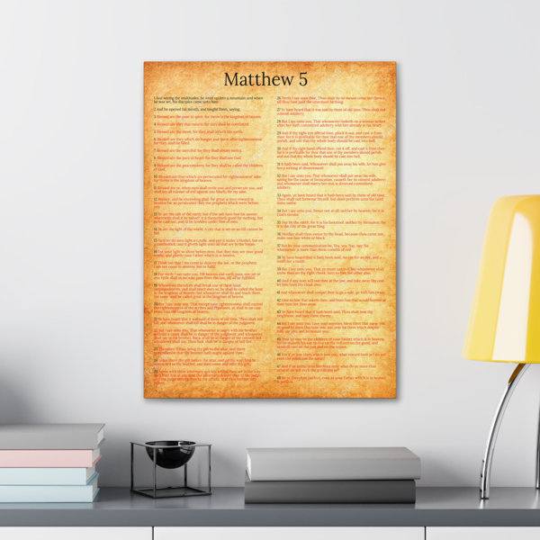 Trinx Matthew 5 Sermon on the Mount Gold Christian Wall Art Print | Wayfair