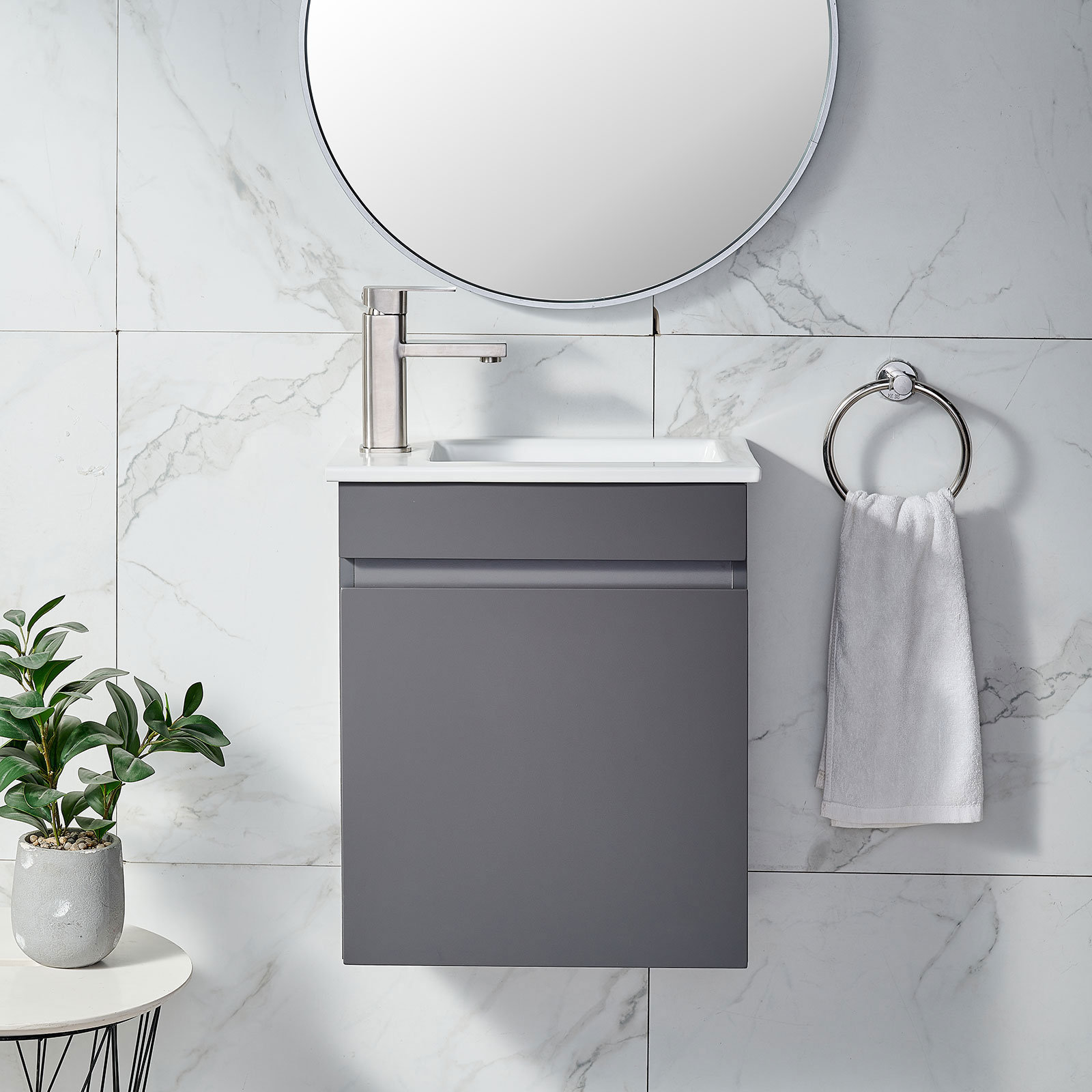 Ebern Designs Baldock 18" Dark Gray Modern Mini Handle Free Single ...