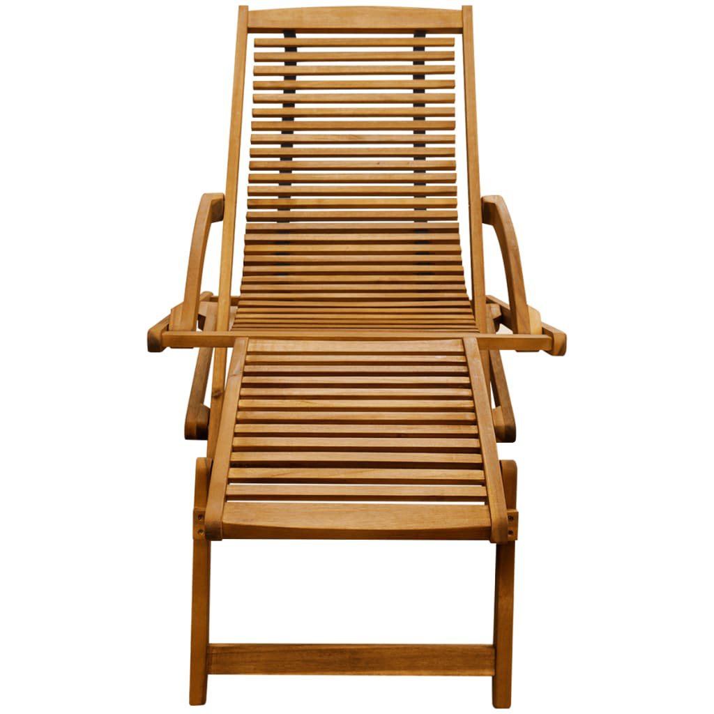 Highland Dunes Deck Chair with Footrest Solid Acacia Wood & Reviews ...