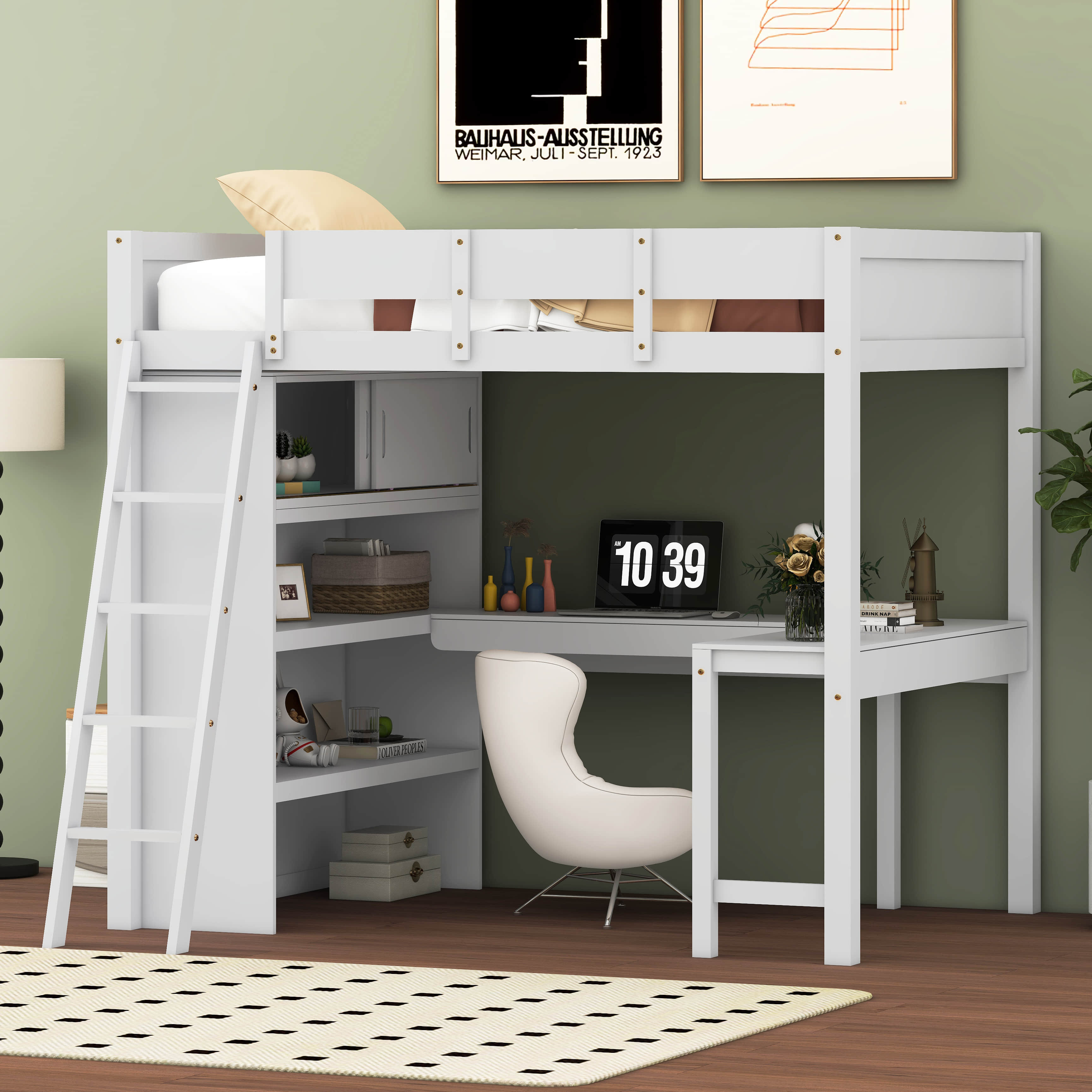 Harriet Bee Jerimyah Full Size Loft Bed With Desk And Shelf | Wayfair