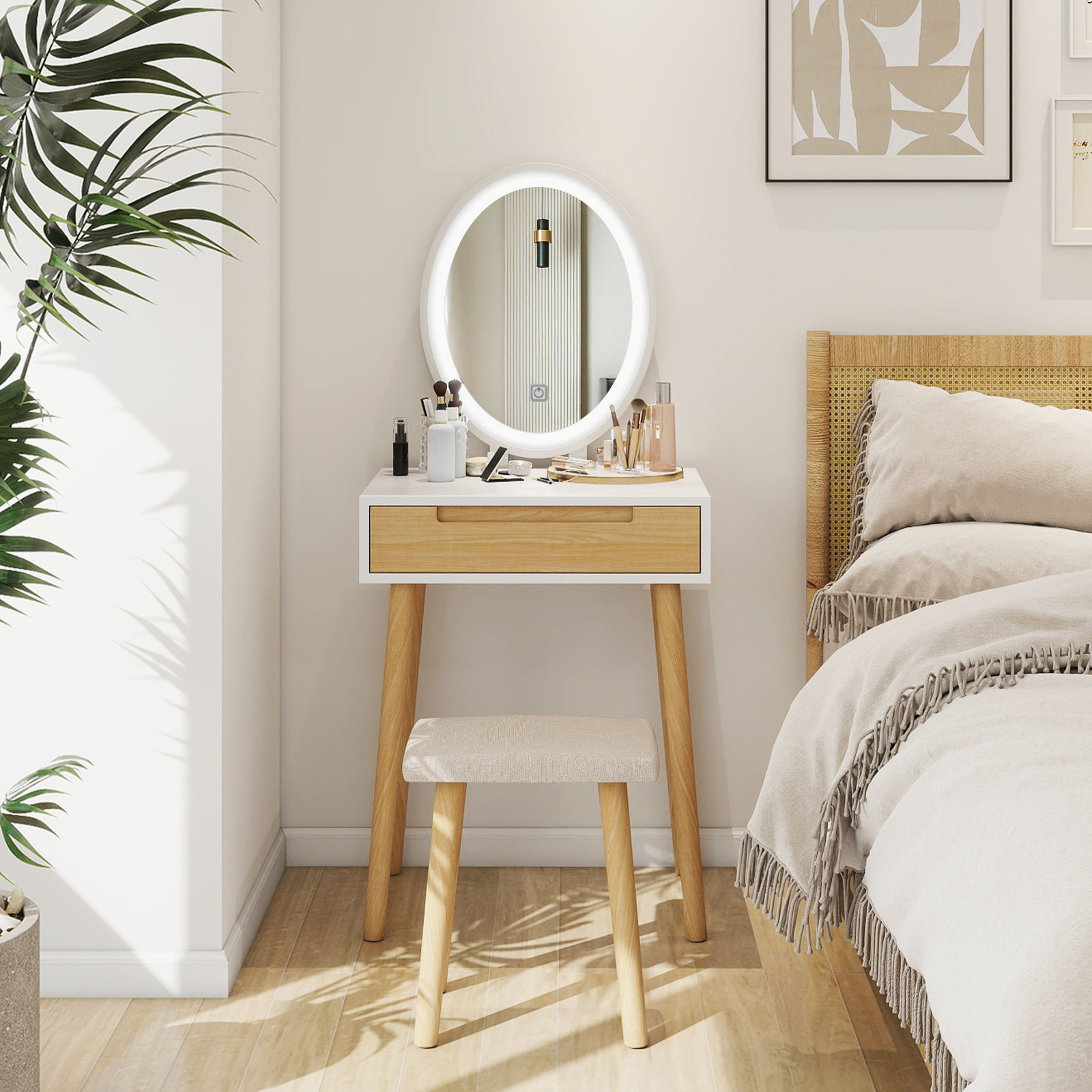 Wade Logan® Leicester Vanity Table Set with Adjustable Brightness ...