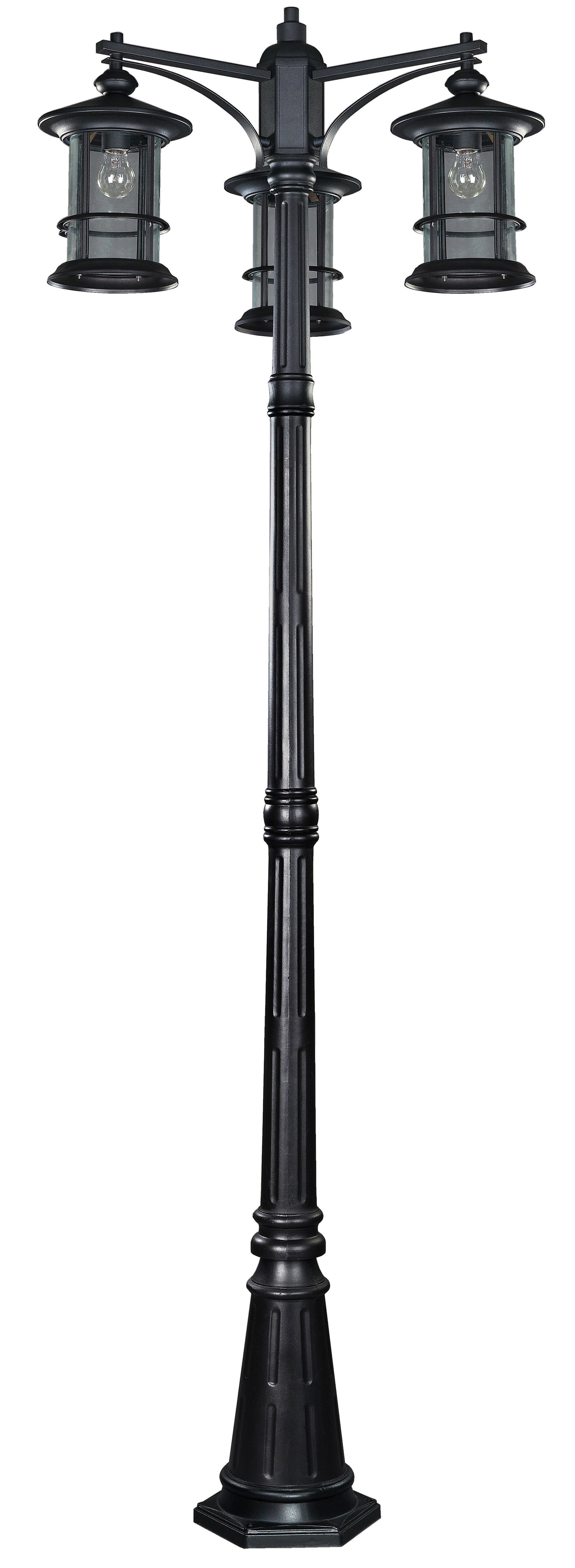 Red Barrel Studio® Rafel Black 3 - Light 82" H Lamp Post (Full ...