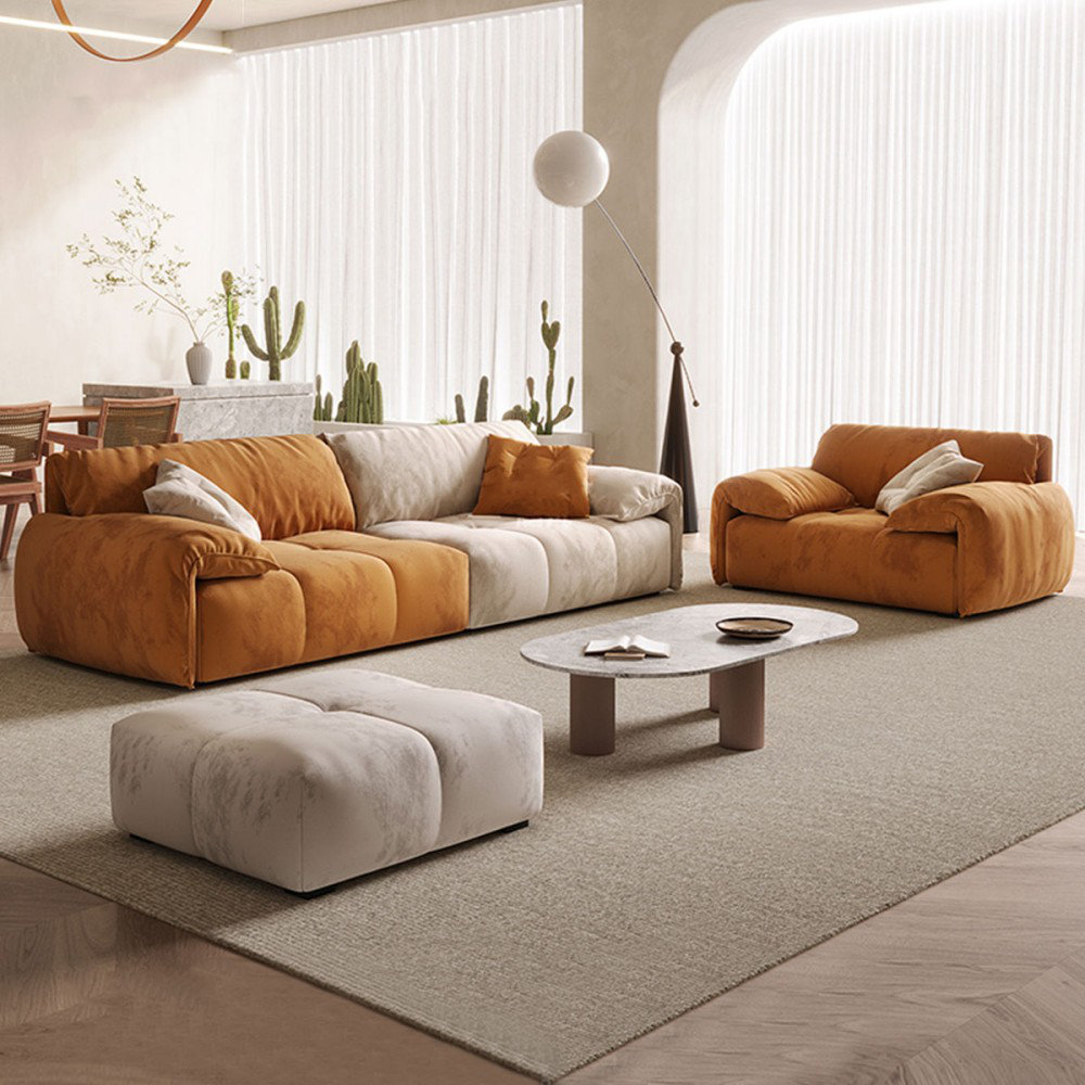 Wren Decors Orange + White 100% Polyester 3 - Piece Living Room Set ...