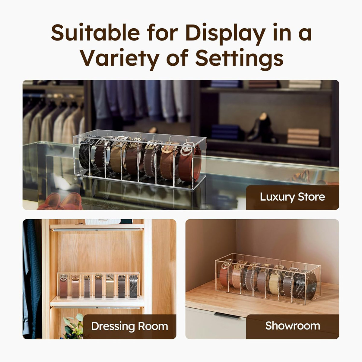 Rebrilliant Belt Organizer, Acrylic Belt Storage For Closet With Dust ...