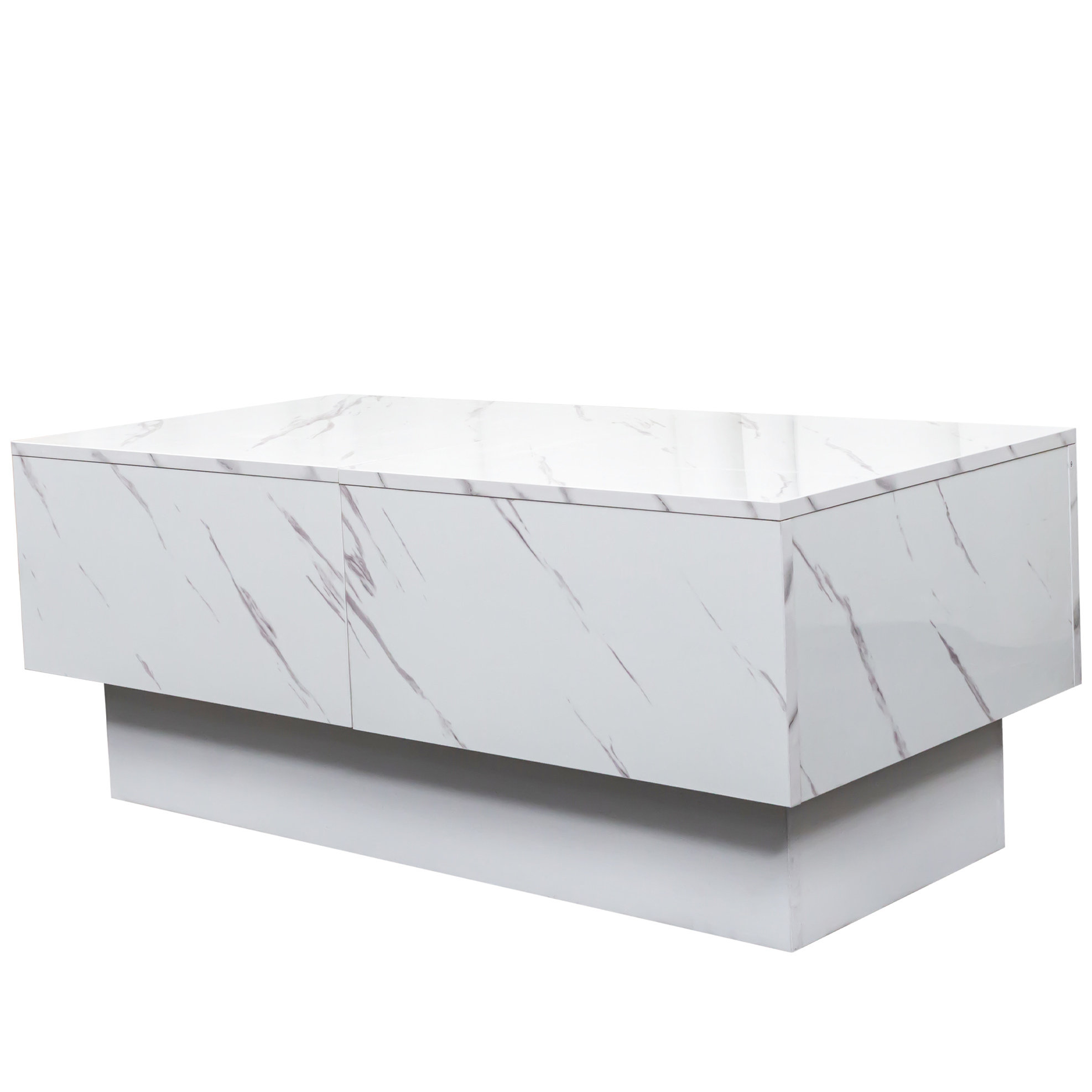 Latitude Run® White Extendable Side Table With Sliding Top And Hidden ...