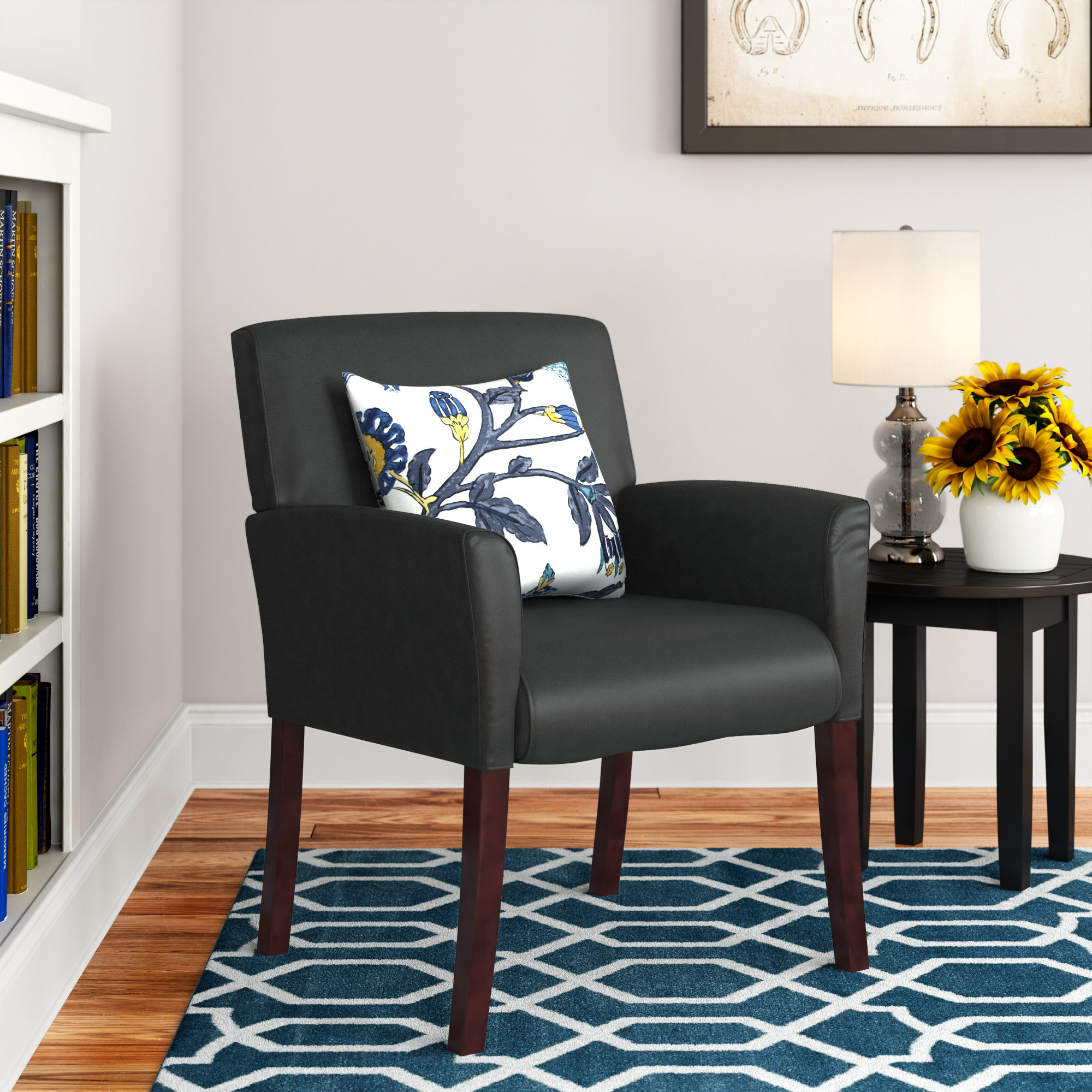 Inbox Zero Swetiana 26.5" W Soft Vinyl Reception Chair with Wood Frame ...