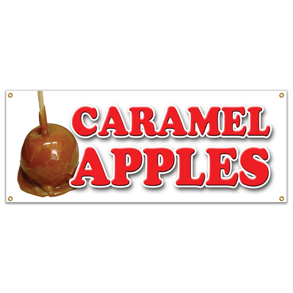 SignMission CARAMEL APPLES BANNER SIGN Candy Apple Cart Signs Fresh ...