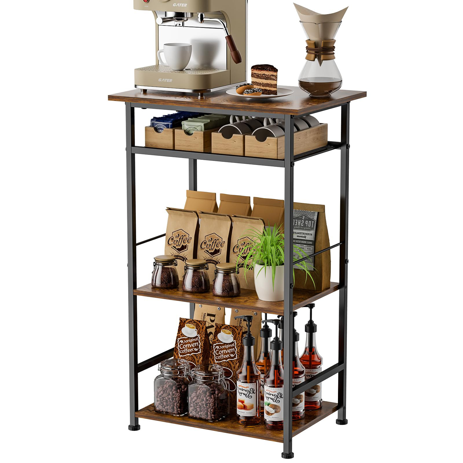 17 Stories Three-Layer Small Coffee Rack With Storage Function Kitchen ...