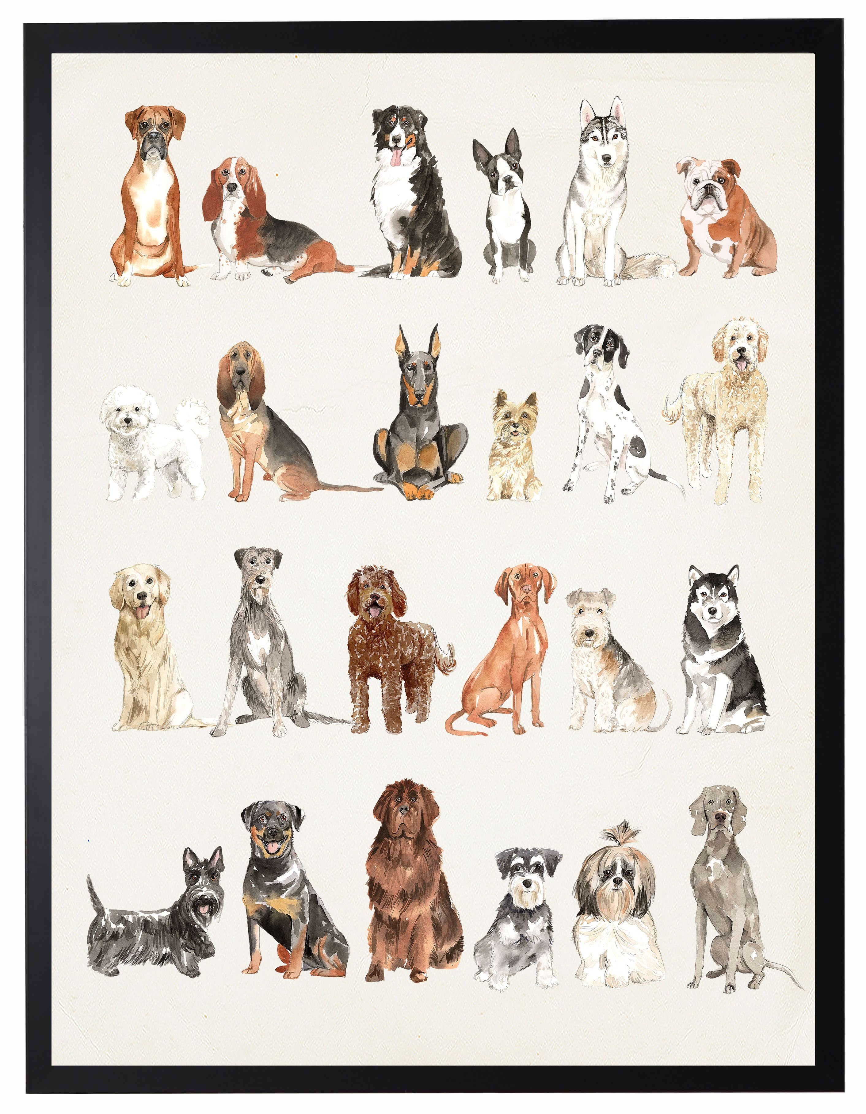 Red Barrel Studio® Watercolor Dogs Framed On Paper Print | Wayfair