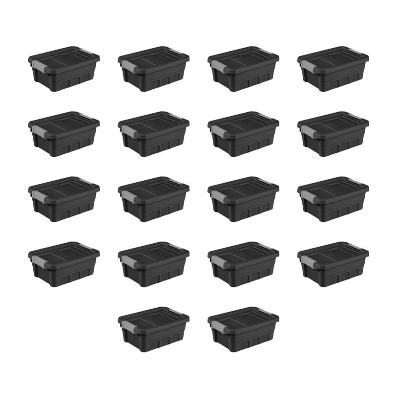 Sterilite Rugged Industrial Stackable Storage Tote w/ Lid, Black ...