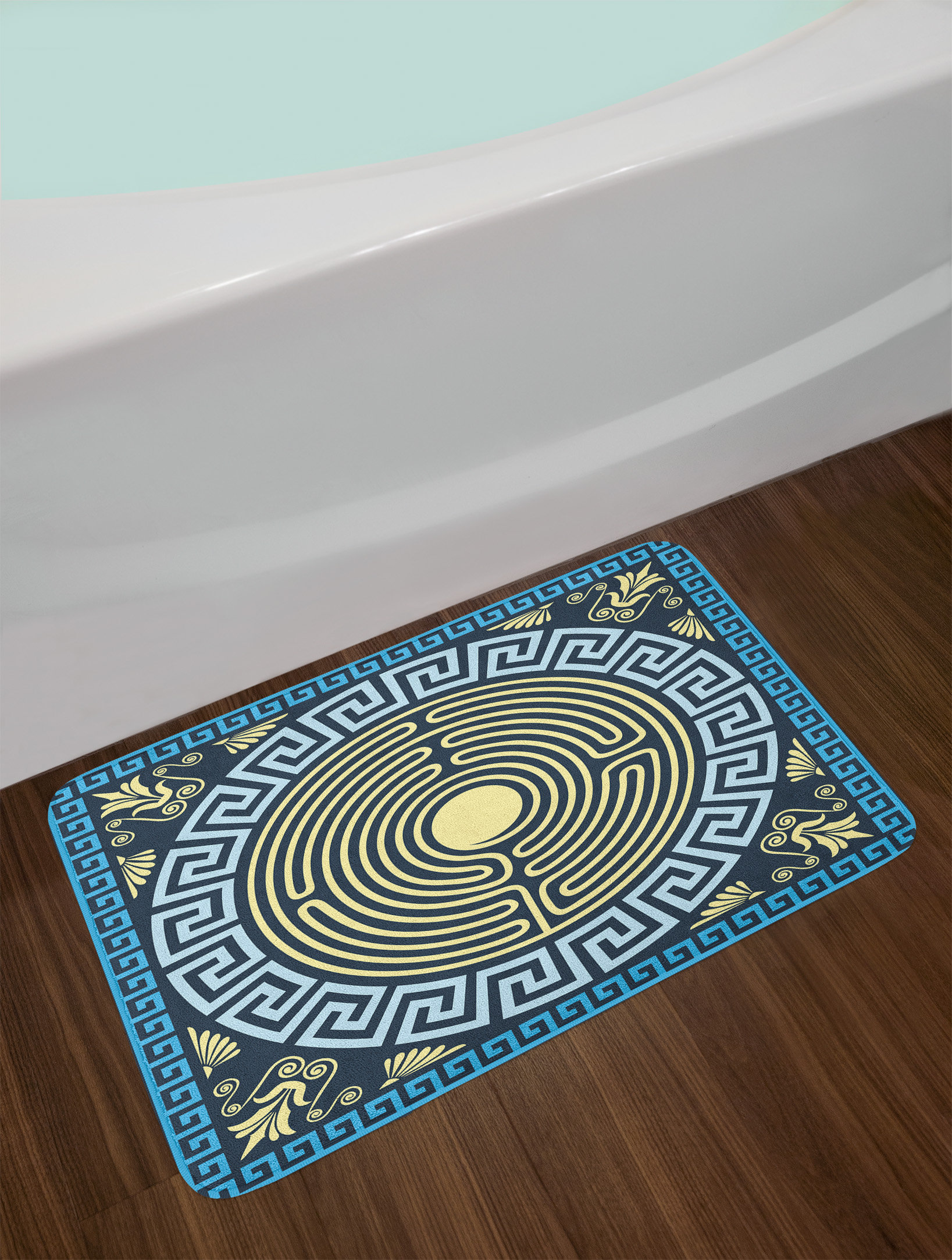 East Urban Home Ambesonne Greek Key Bath Mat by, Yellow and Labyrinth ...