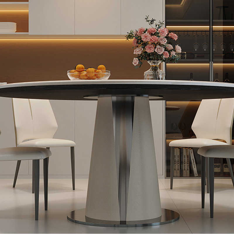 ALLNICEDT Modern Simple Microlite Round Dining Table Set | Wayfair