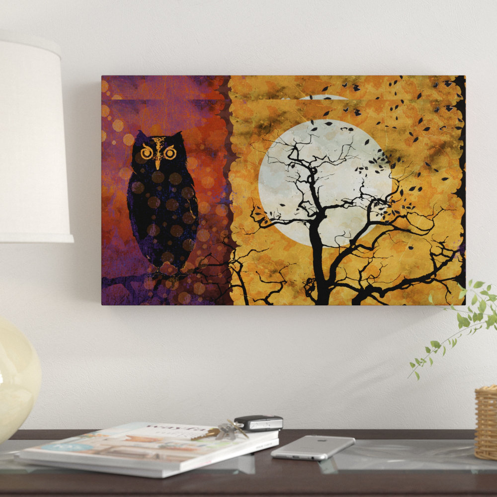 The Holiday Aisle® 'All Hallows Eve Owl' Graphic Art Print on Wrapped ...