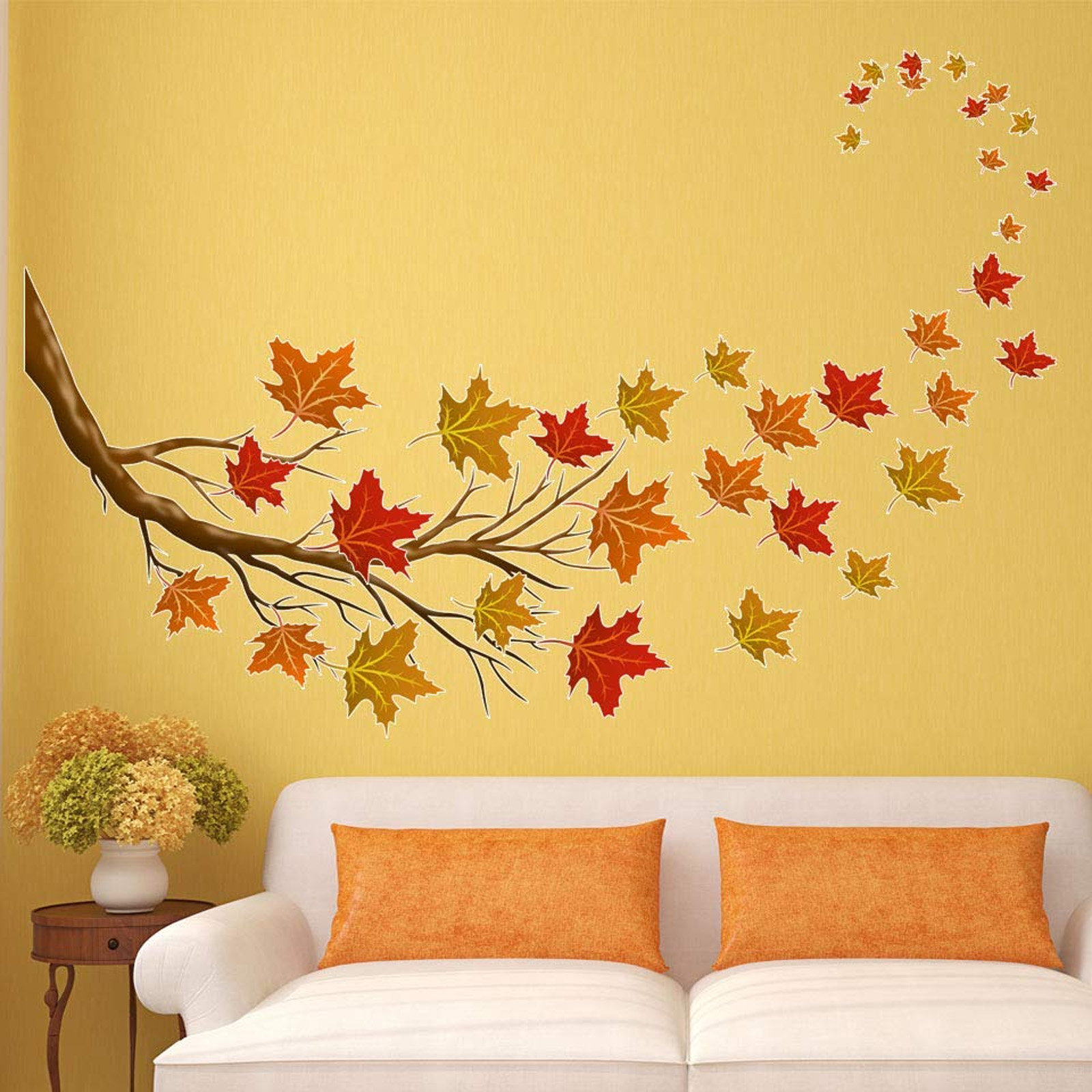 Winston Porter 37 Piece Autumn Leaves Tree Branch Fall Decorations Wall ...