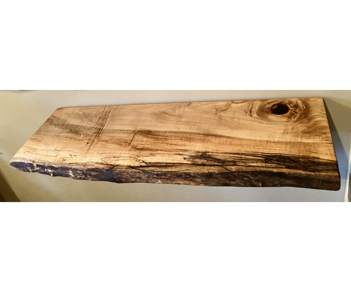 Steel Oak Maple Solid Wood Floating Shelf with Live Edge & Reviews ...