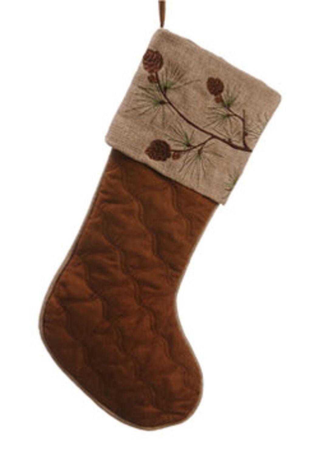 Tori Home 22" In the Birches Brown Embroidered Pine Cone Christmas ...