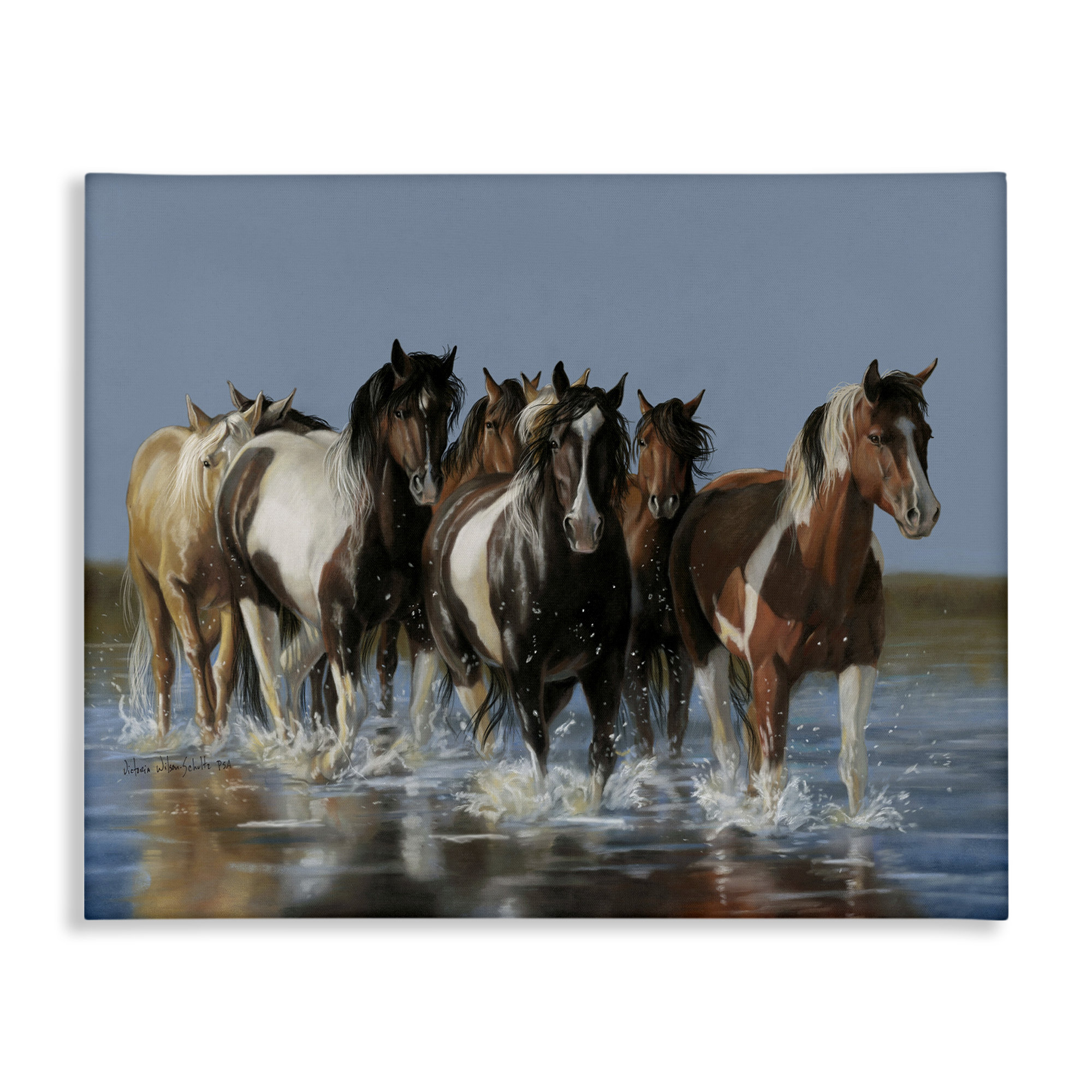 Union Rustic Horses Running Through River Canvas Wall Art by Victoria ...