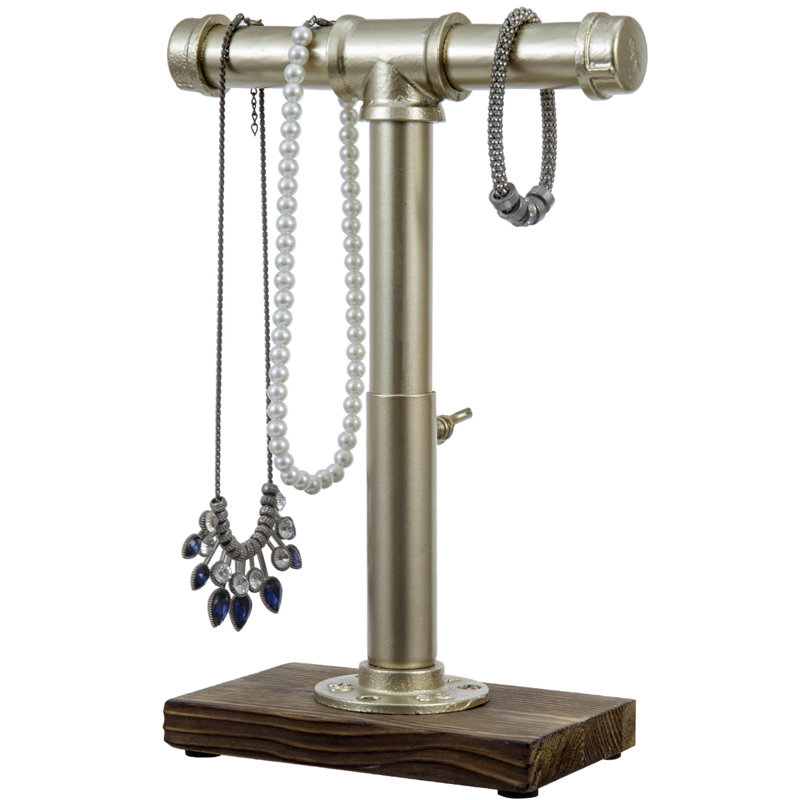 Williston Forge Industrial Pipe Adjustable T-Bar Jewelry Stand | Wayfair
