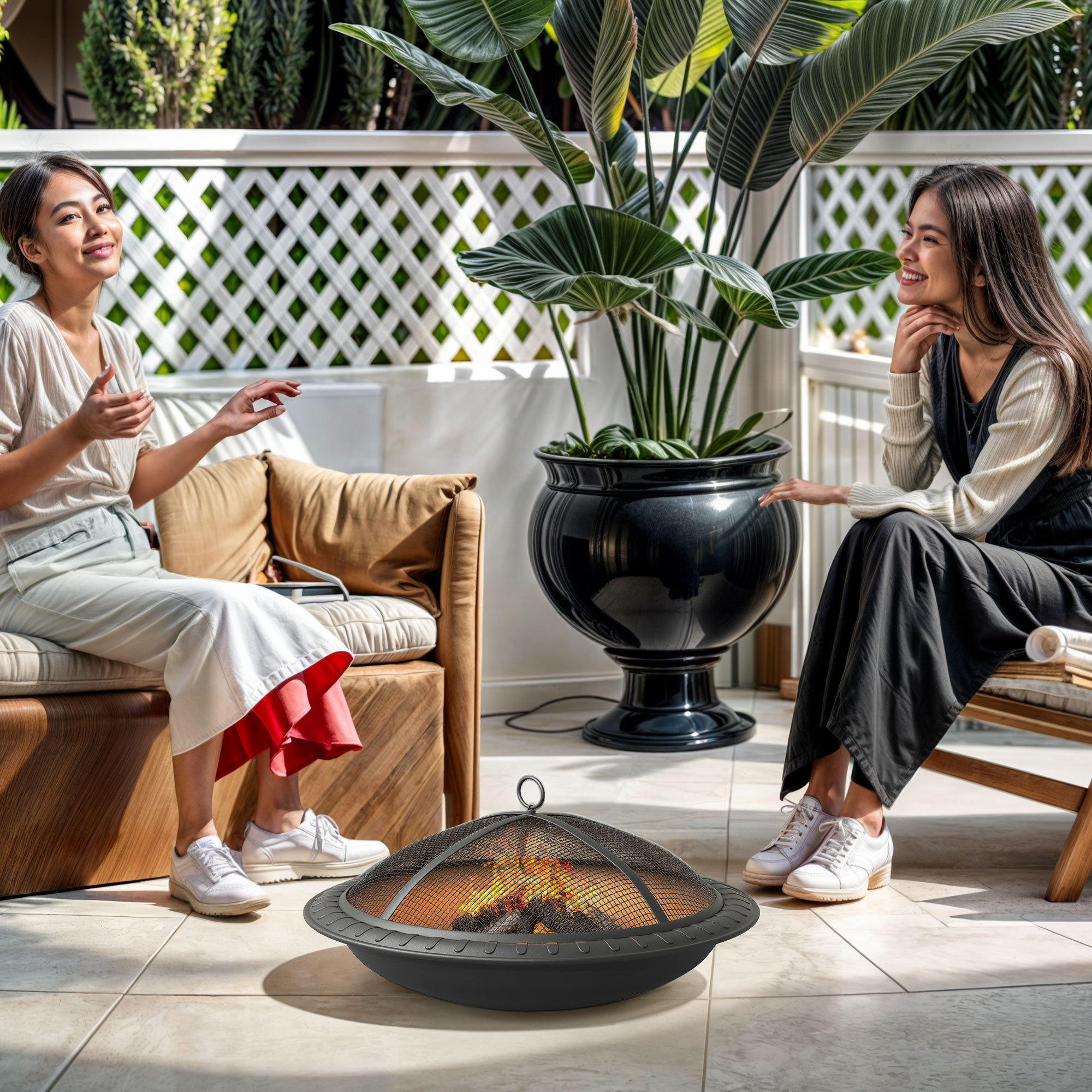 Bungalow Rose Kipras 24/26/30 Inch Iron Round Cauldron Outdoor Burning ...