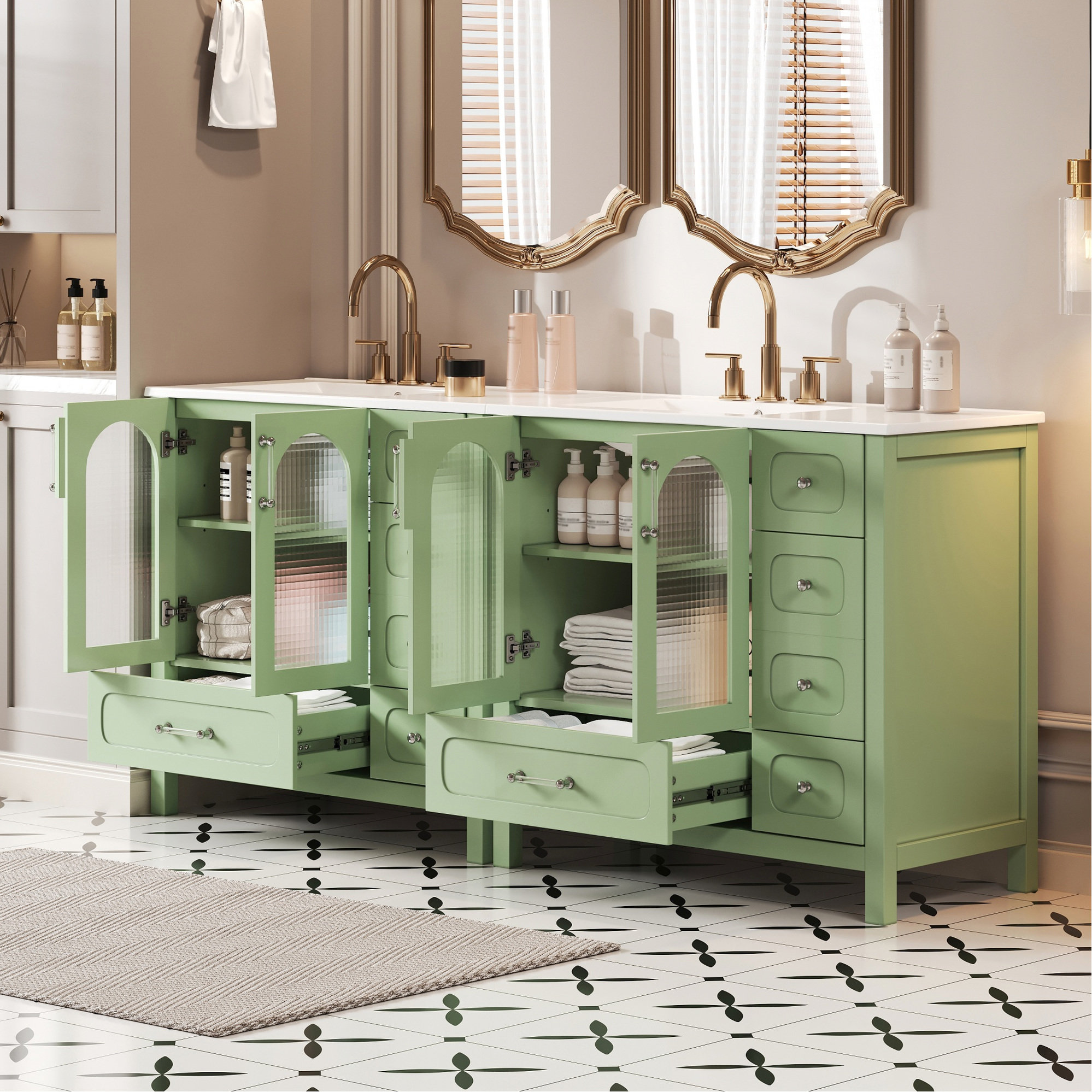 Ebern Designs 36 Bathroom Cabinet, Waffle Texture Doors, Fresh Color ...