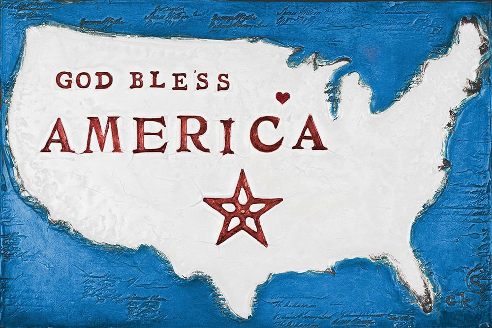 The Holiday Aisle® God Bless America (Red White And Blue) Poster Print ...