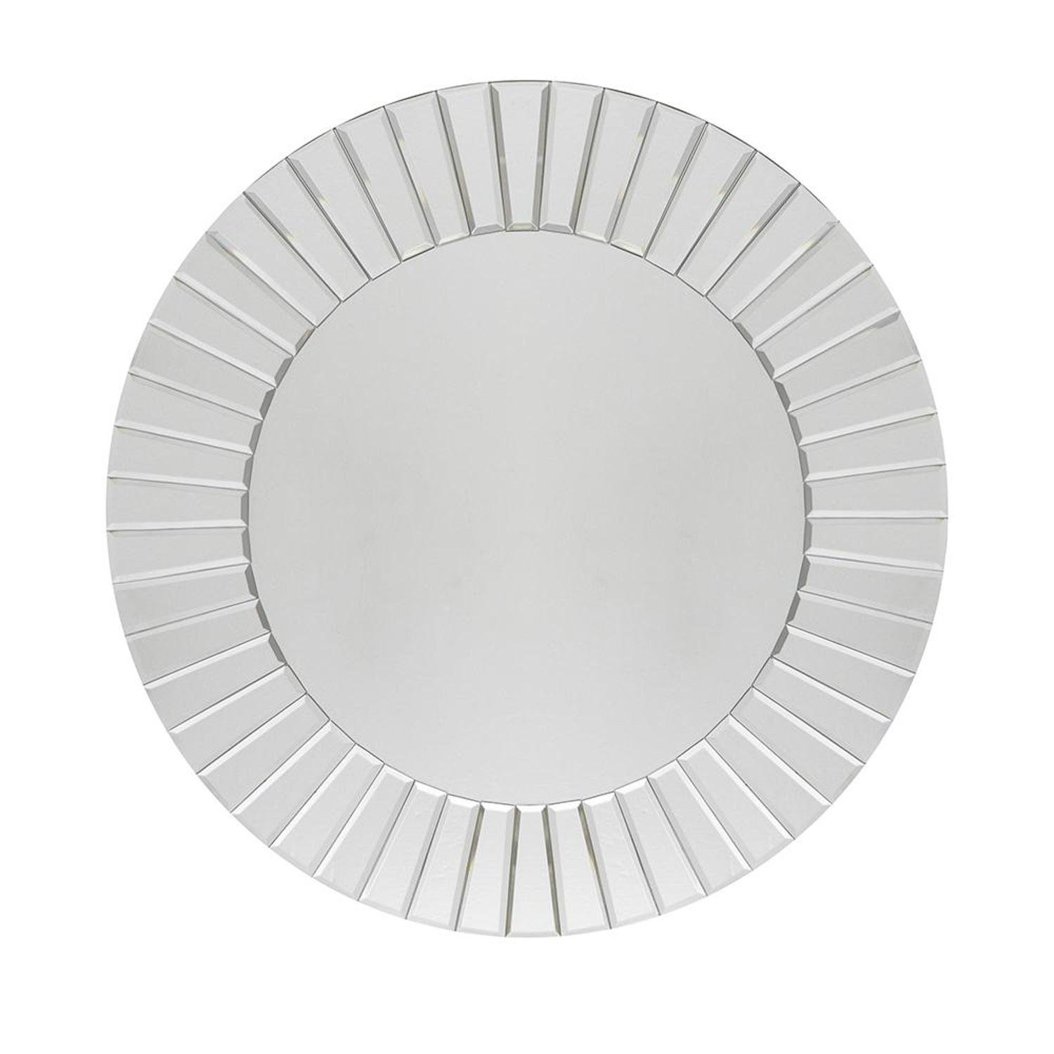 HomeRoots 24" Clear Round Beveled Glass Framed Accent Mirror | Wayfair