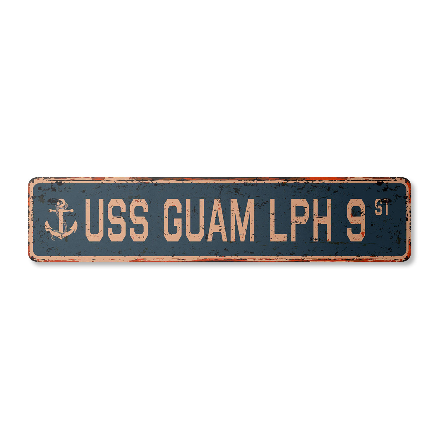 SignMission USS GUAM LPH 9 Vintage Aluminum Street Sign us navy ship ...