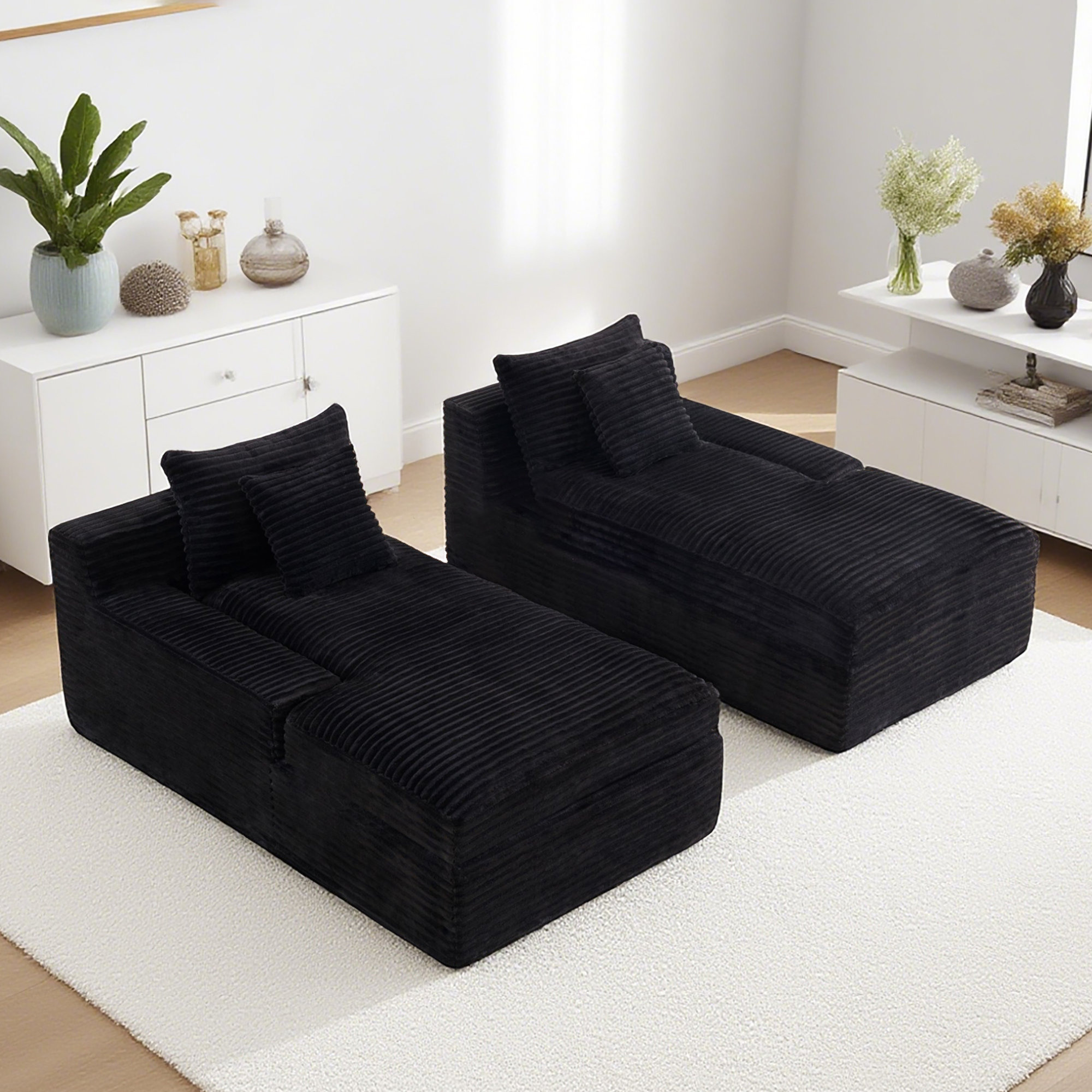 Mercer41 Boneless Oversized Double Lounge Chaise Sofa(Set of 2 ...