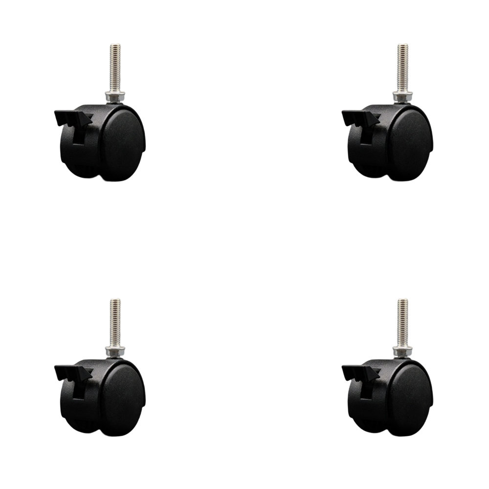 Service Caster 2 Inch Metal Hood Twin Caster Locking Nylon Wheel 3/8 ...