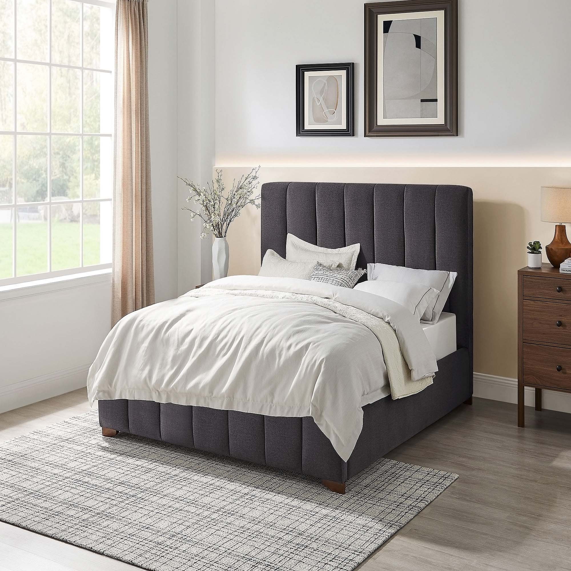 Ebern Designs Modern and Comfortable Bed Frame with Stylish Headboard ...