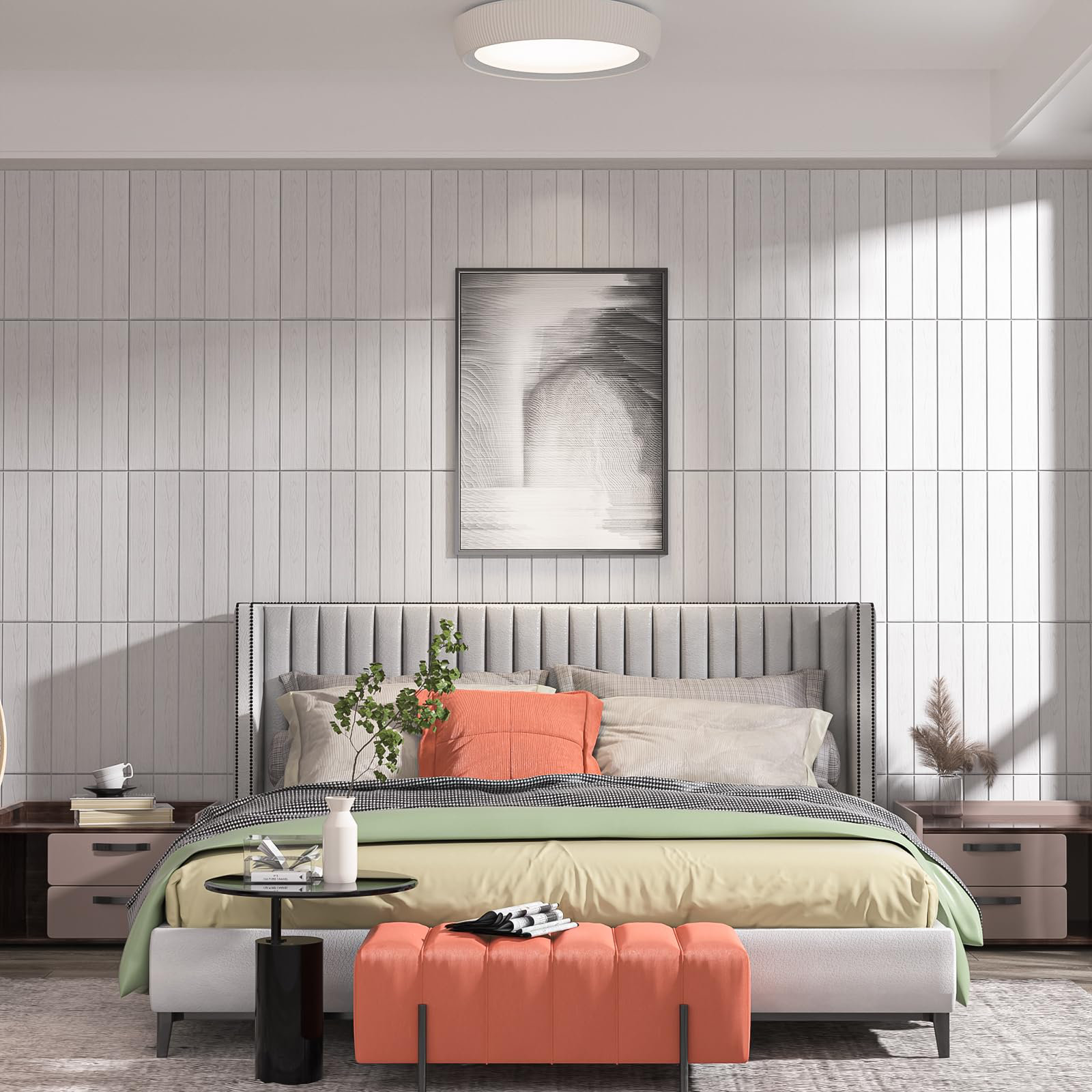 CONMINI Slat Wall Panels Peel And Stick Foam, 20Pcs 3D Fluted Textured ...