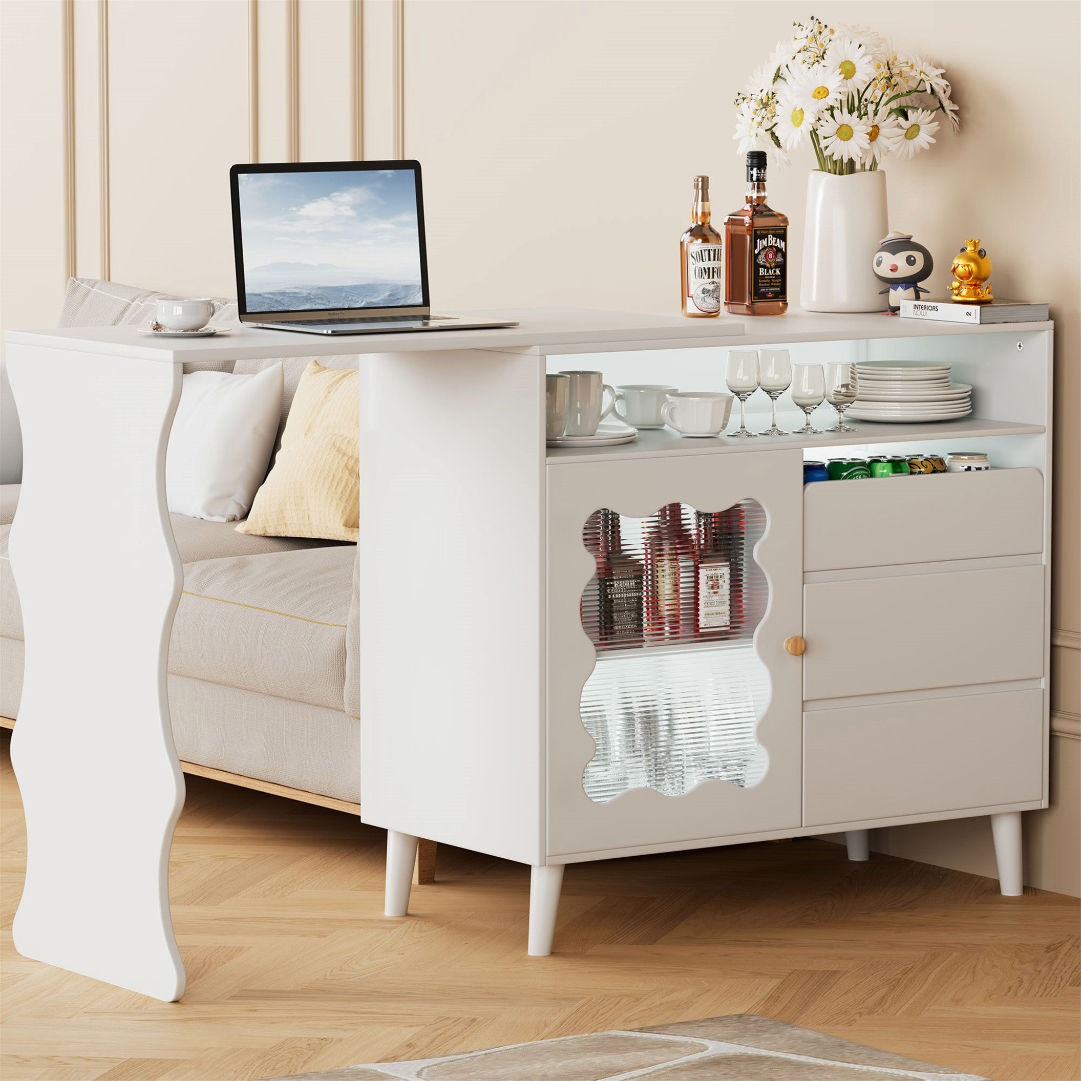 George Oliver Versatile L-Shaped Buffet Cabinet with Abundant Storage ...