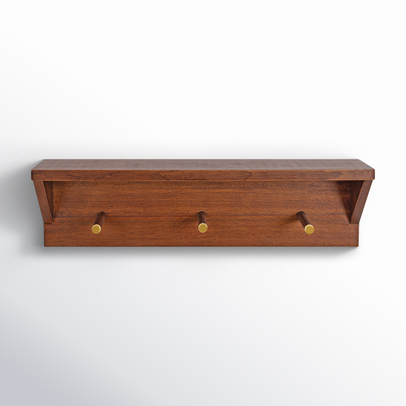 Joss & Main Raelynn Poplar Solid Wood Floating Shelf with Hooks ...