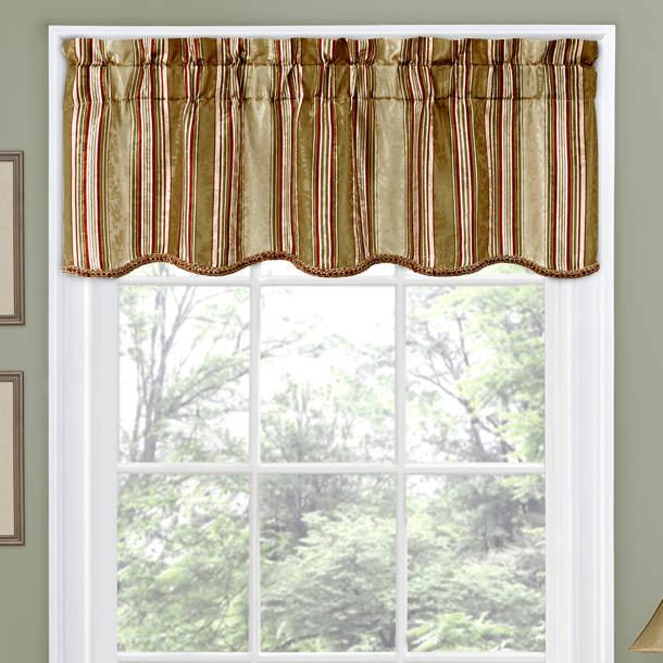 RLF Home Striped Cotton Blend Pointed 50'' W Window Valance in | Wayfair