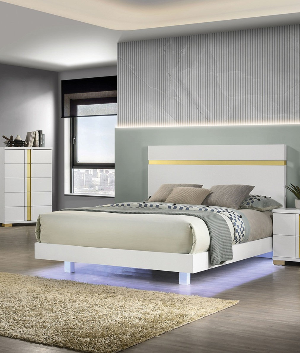 Brayden Studio 1pc Bed Underbed LED Modern Bedroom Furniture Acrylic ...