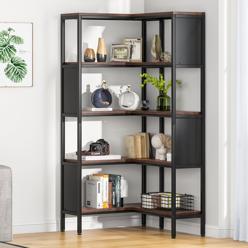 17 Stories Aidrian 66.9" H x 31.5" W Steel Corner Bookcase & Reviews ...